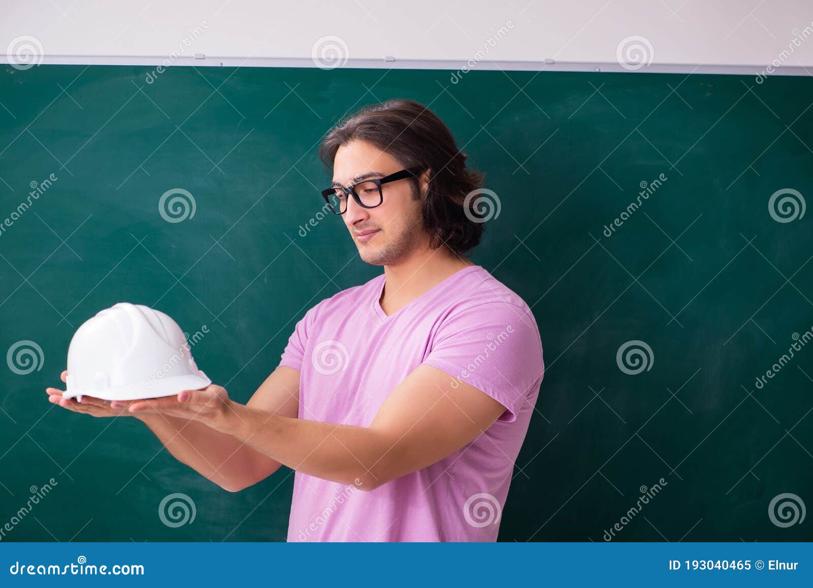 Young Male Student in Front of Board Stock Image - Image of learning ...