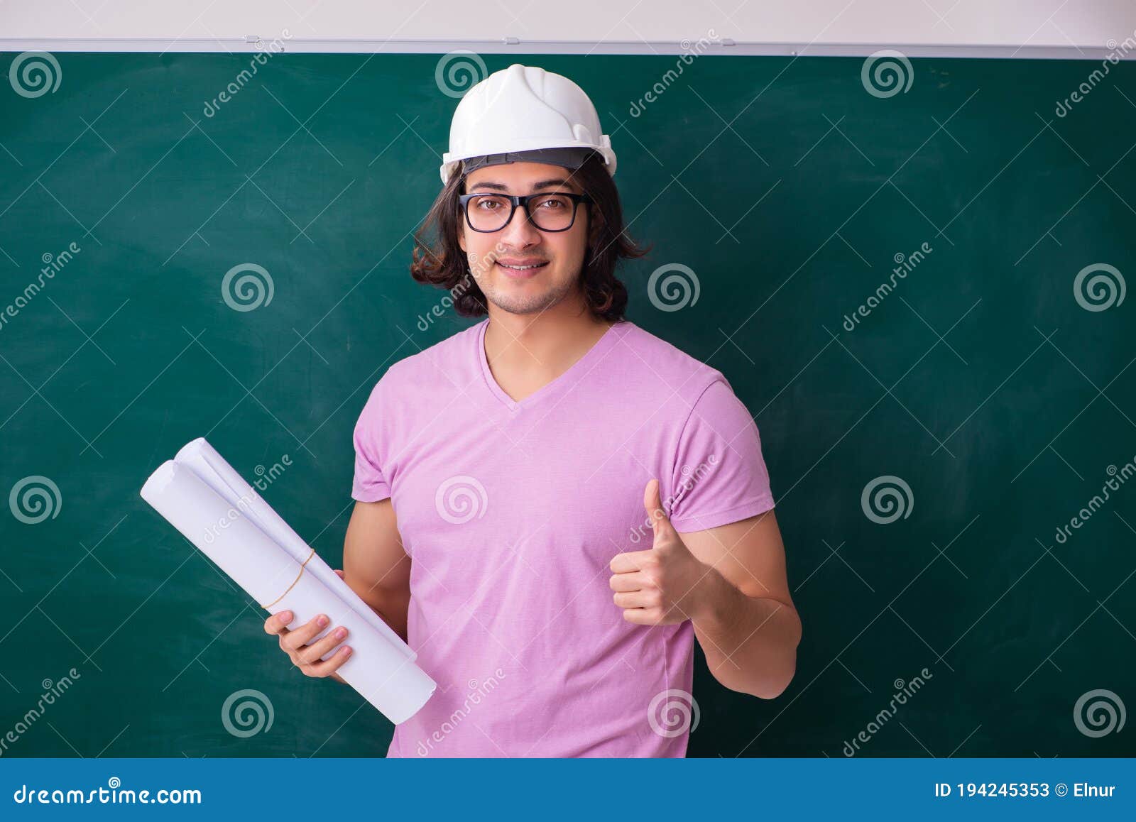 Young Male Student in Front of Board Stock Image - Image of learning ...