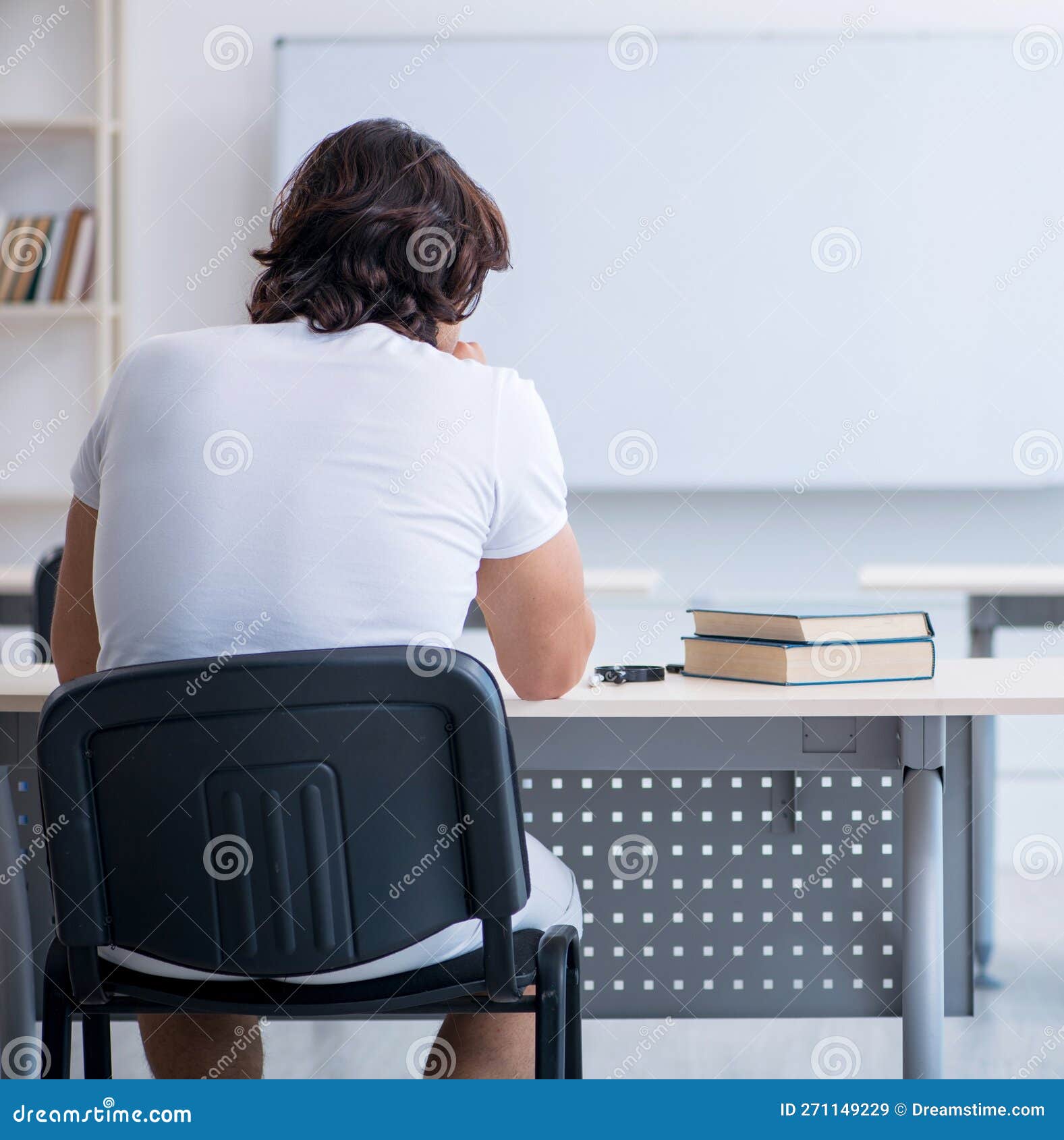 Young Male Student in Front of Whiteboard Stock Image - Image of ...