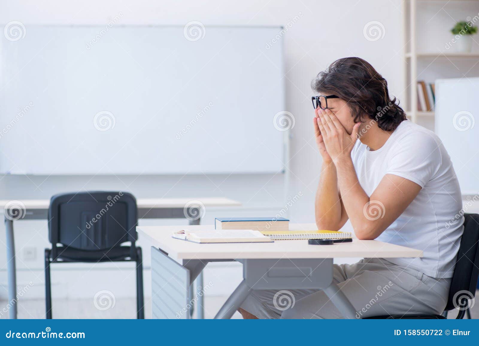 Young Male Student in Front of Whiteboard Stock Photo - Image of exams ...