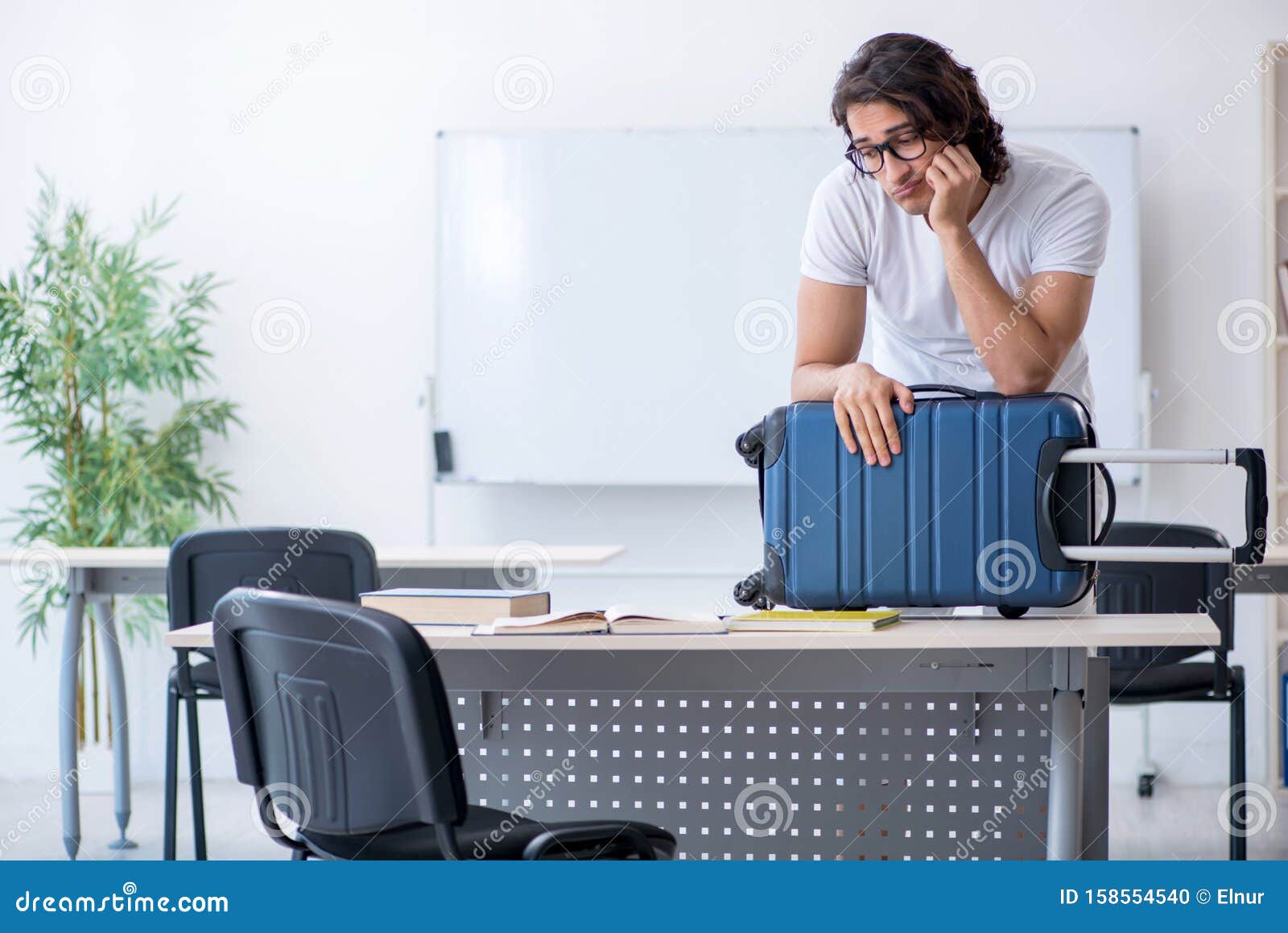 Young Male Student in Front of Whiteboard Stock Photo - Image of lesson ...