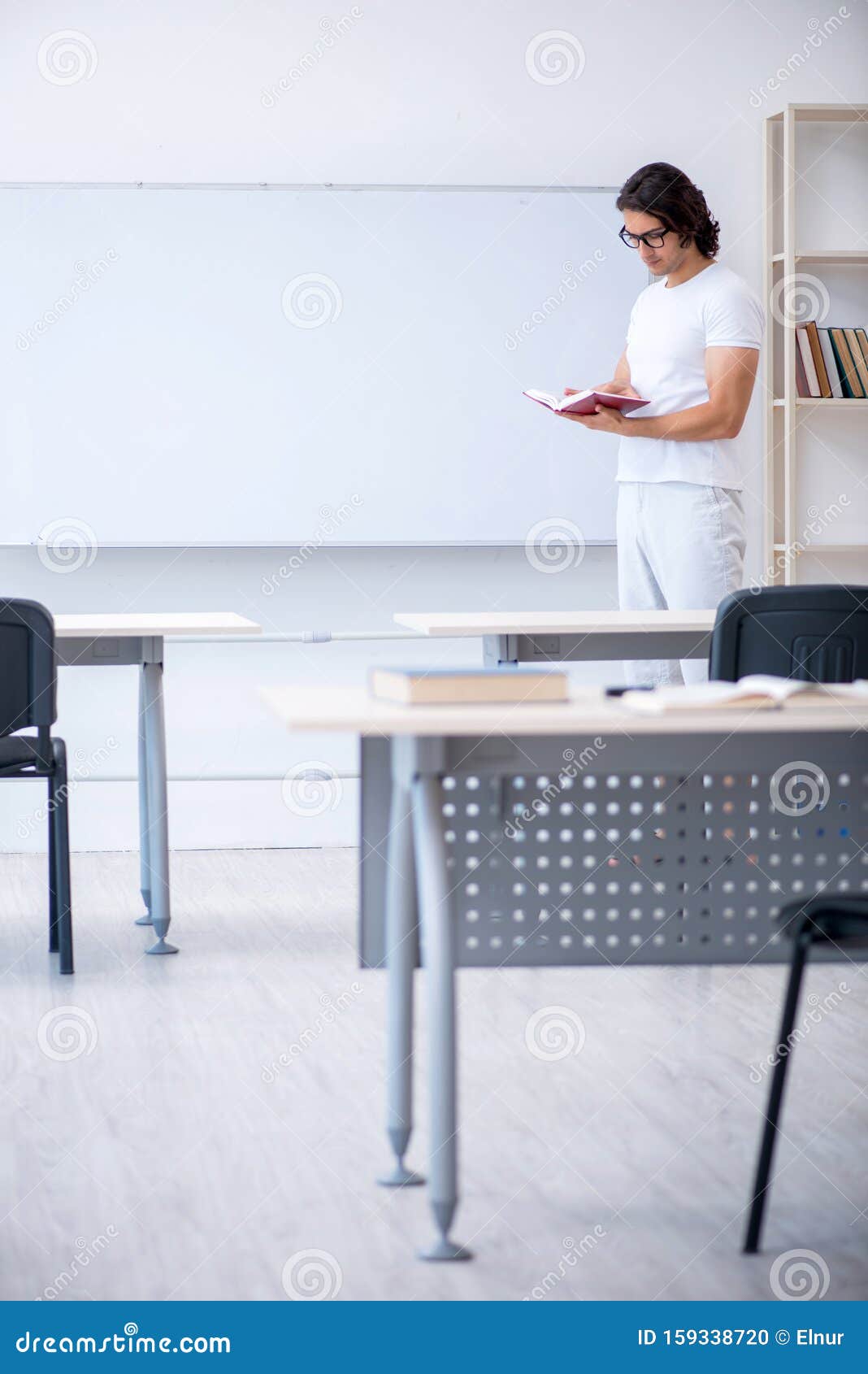 Young Male Student in Front of Whiteboard Stock Photo - Image of mentor ...
