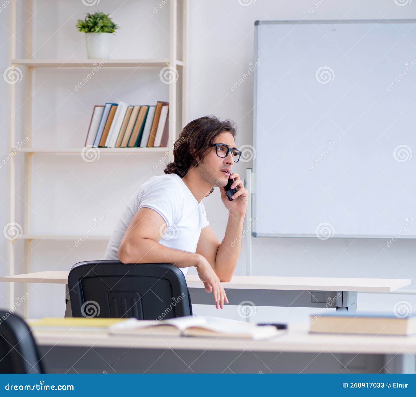 Young Male Student in Front of Whiteboard Stock Image - Image of ...