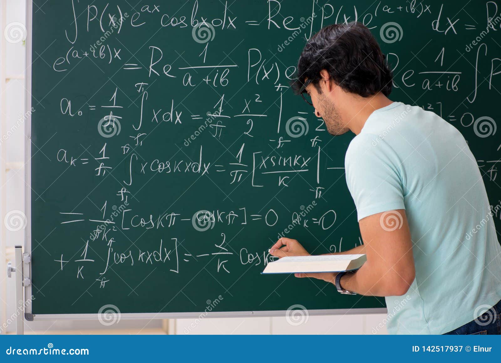 The Young Male Student Mathematician in Front of Chalkboard Stock Image ...