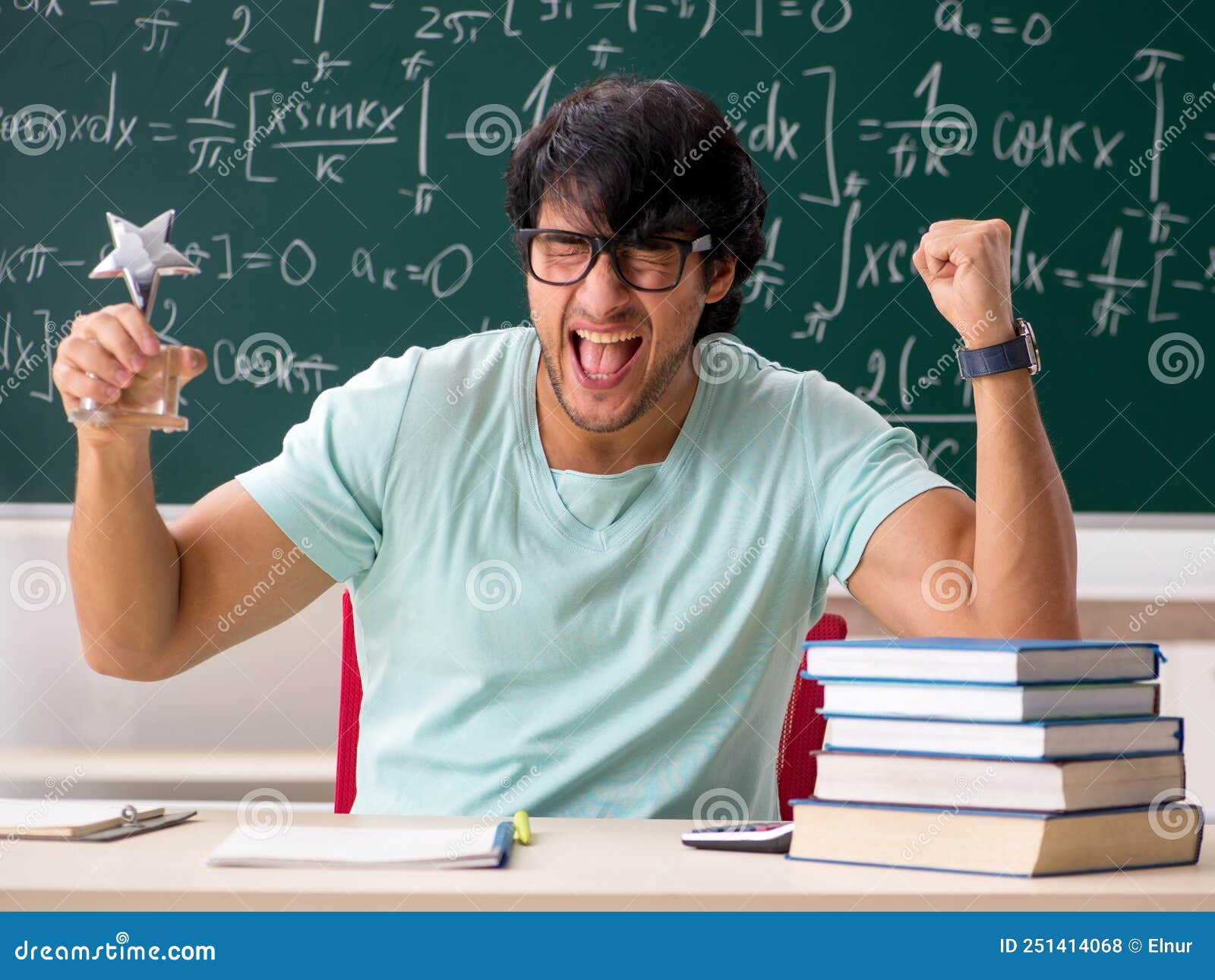 Young Male Student Mathematician in Front of Chalkboard Stock Photo ...