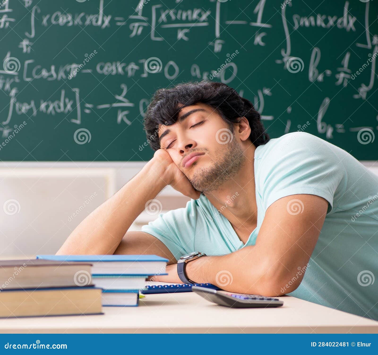 Young Male Student Mathematician in Front of Chalkboard Stock Image ...