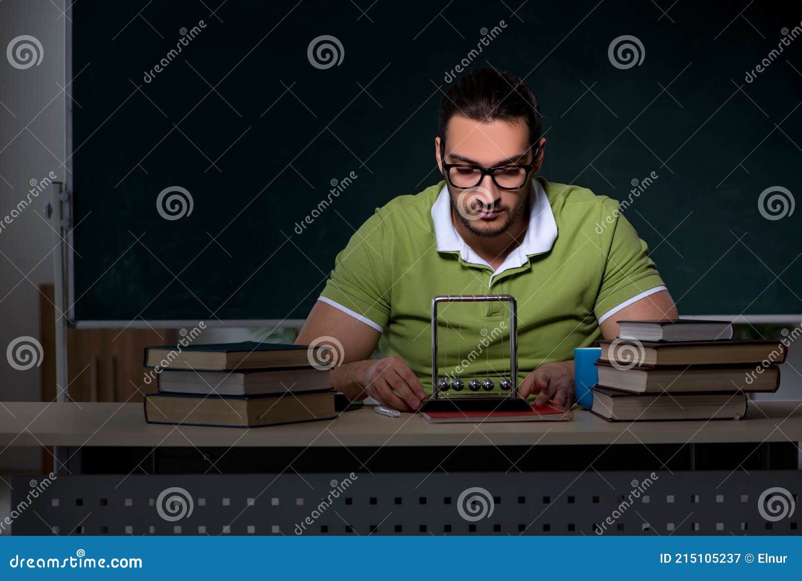 Young Male Student Physicist Working Hard at Night Time Stock Image ...