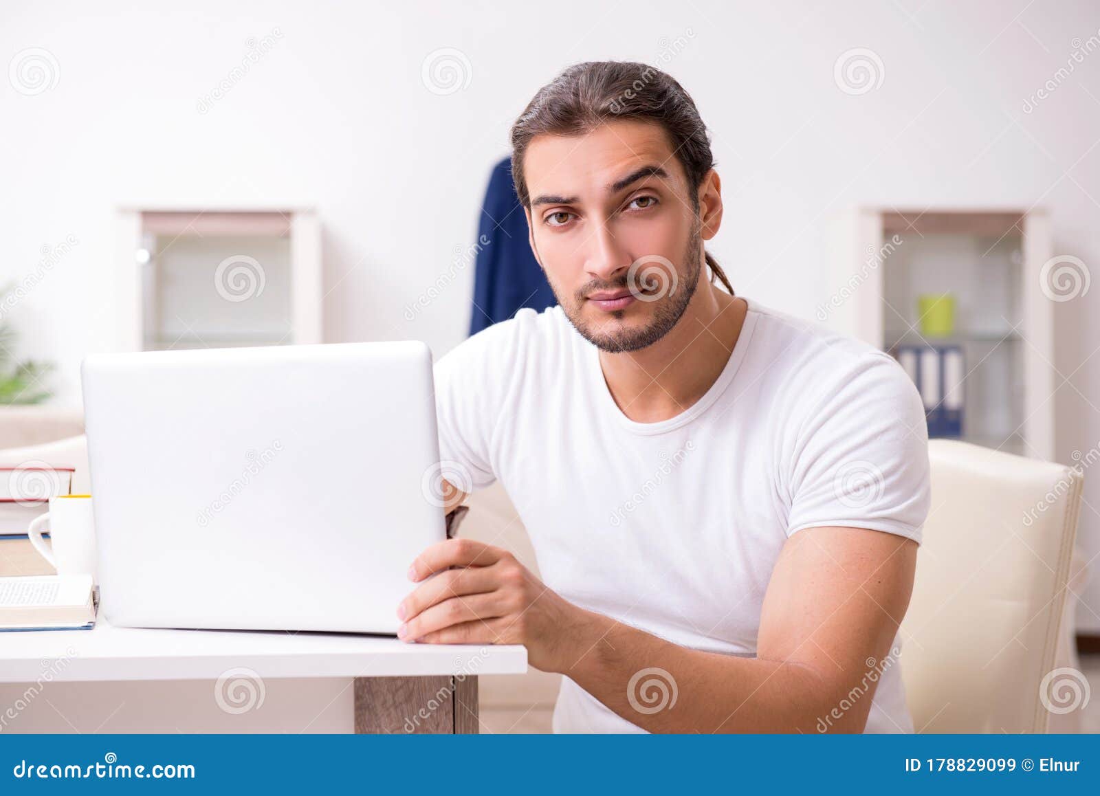 Young Male Student Preparing for Exams at Home Stock Image - Image of ...