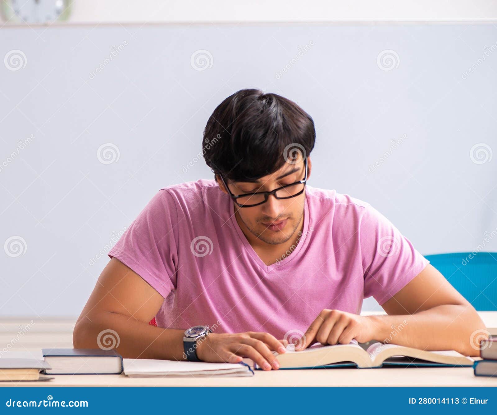 Young Male Student Sitting in the Class Stock Image - Image of ...