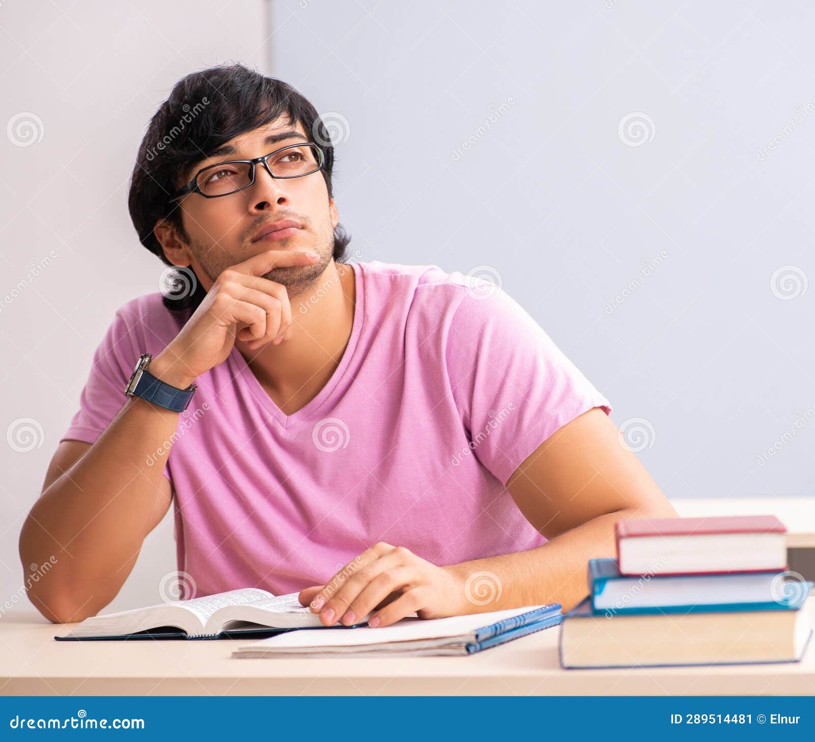 Young Male Student Sitting in the Class Stock Image - Image of open ...