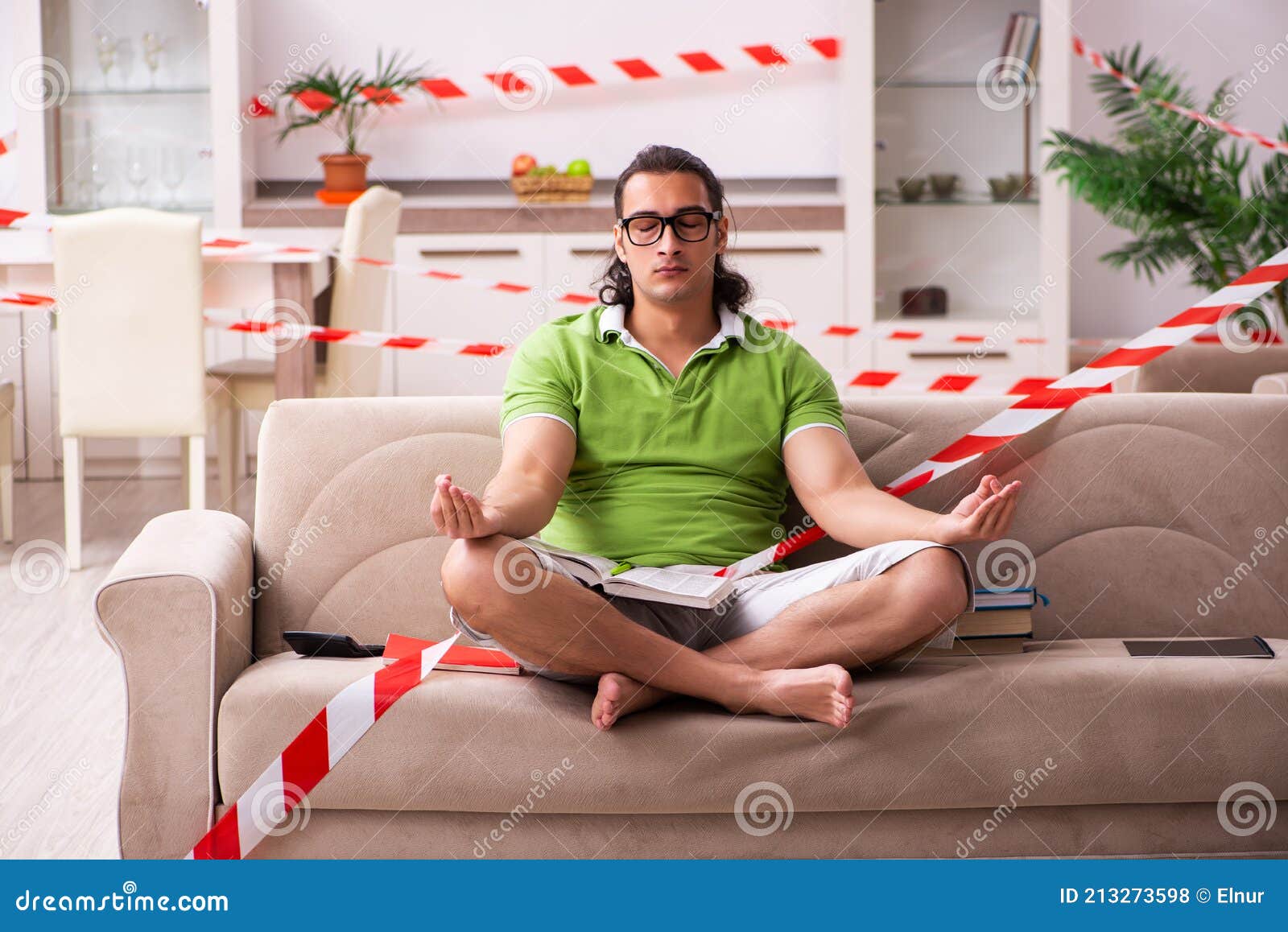 Young Male Student Studying at Home in Self-isolation Concept Stock ...