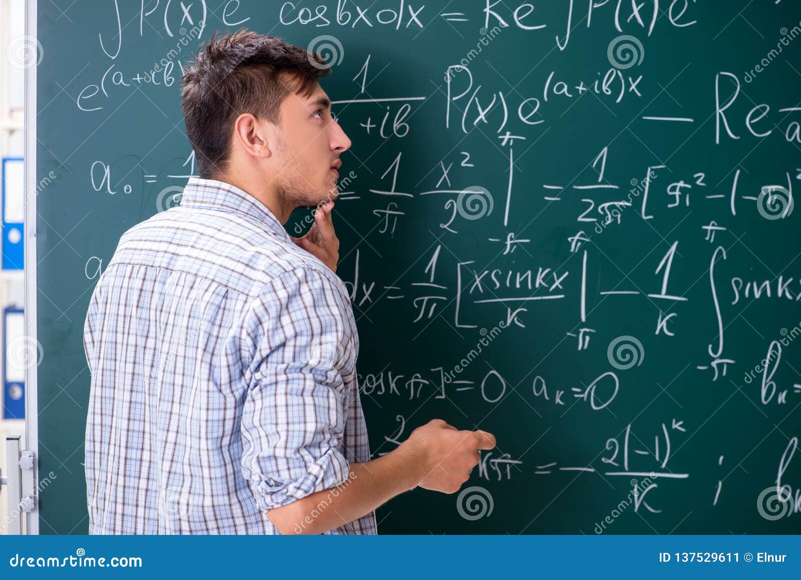 The Young Male Student Studying Math at School Stock Image - Image of ...