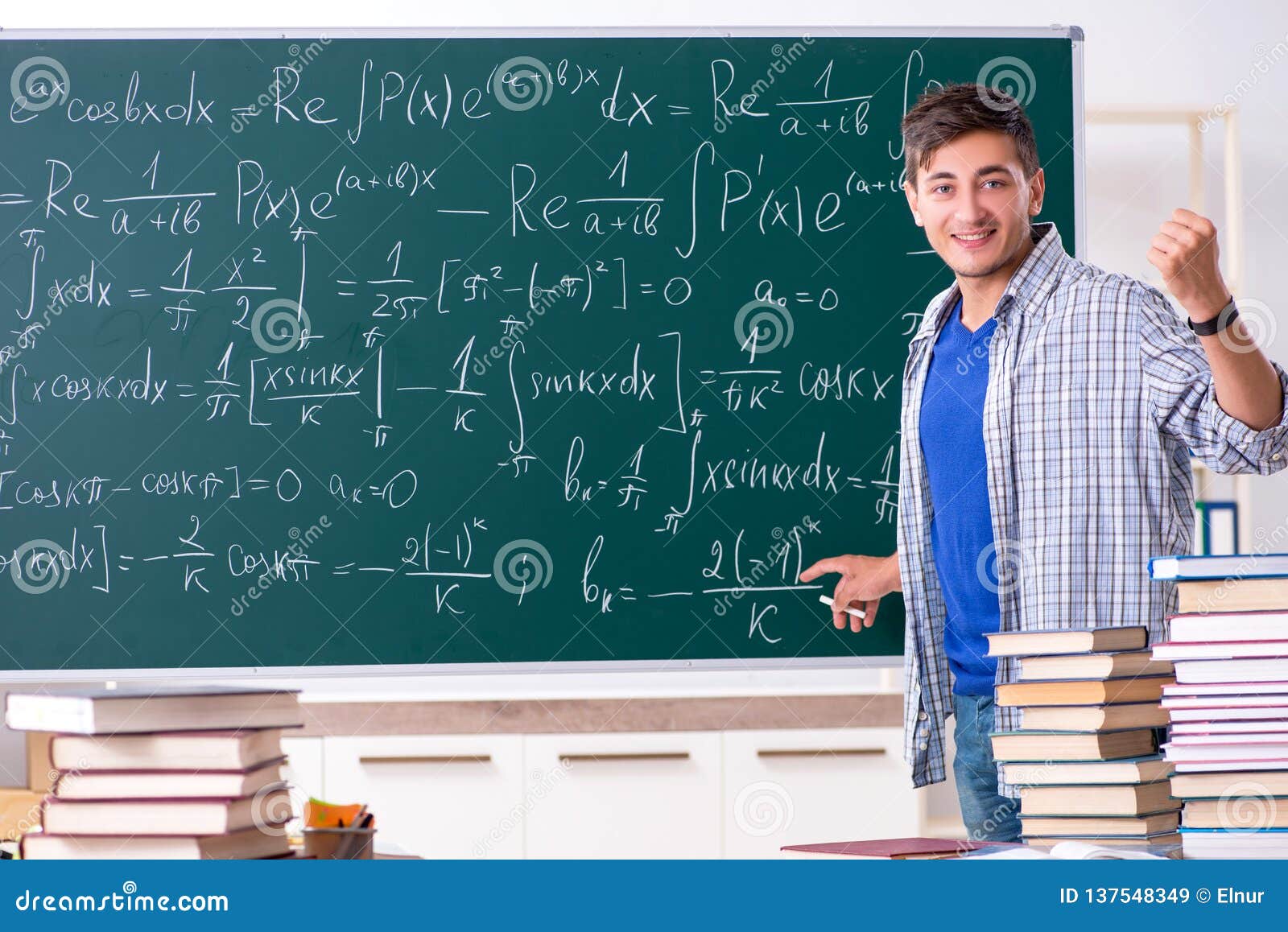 The Young Male Student Studying Math at School Stock Image - Image of ...