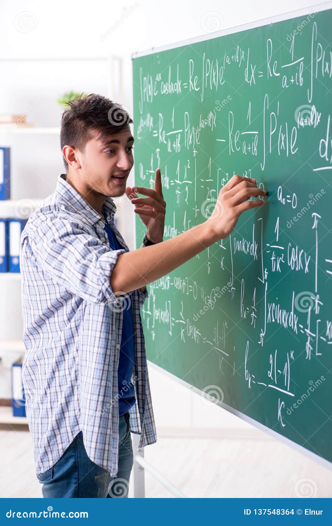 The Young Male Student Studying Math at School Stock Photo - Image of ...