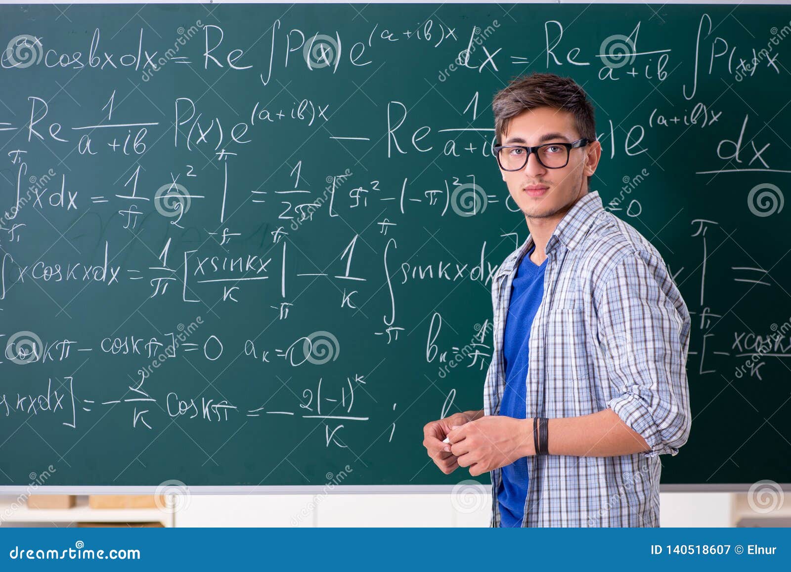 The Young Male Student Studying Math at School Stock Image - Image of ...