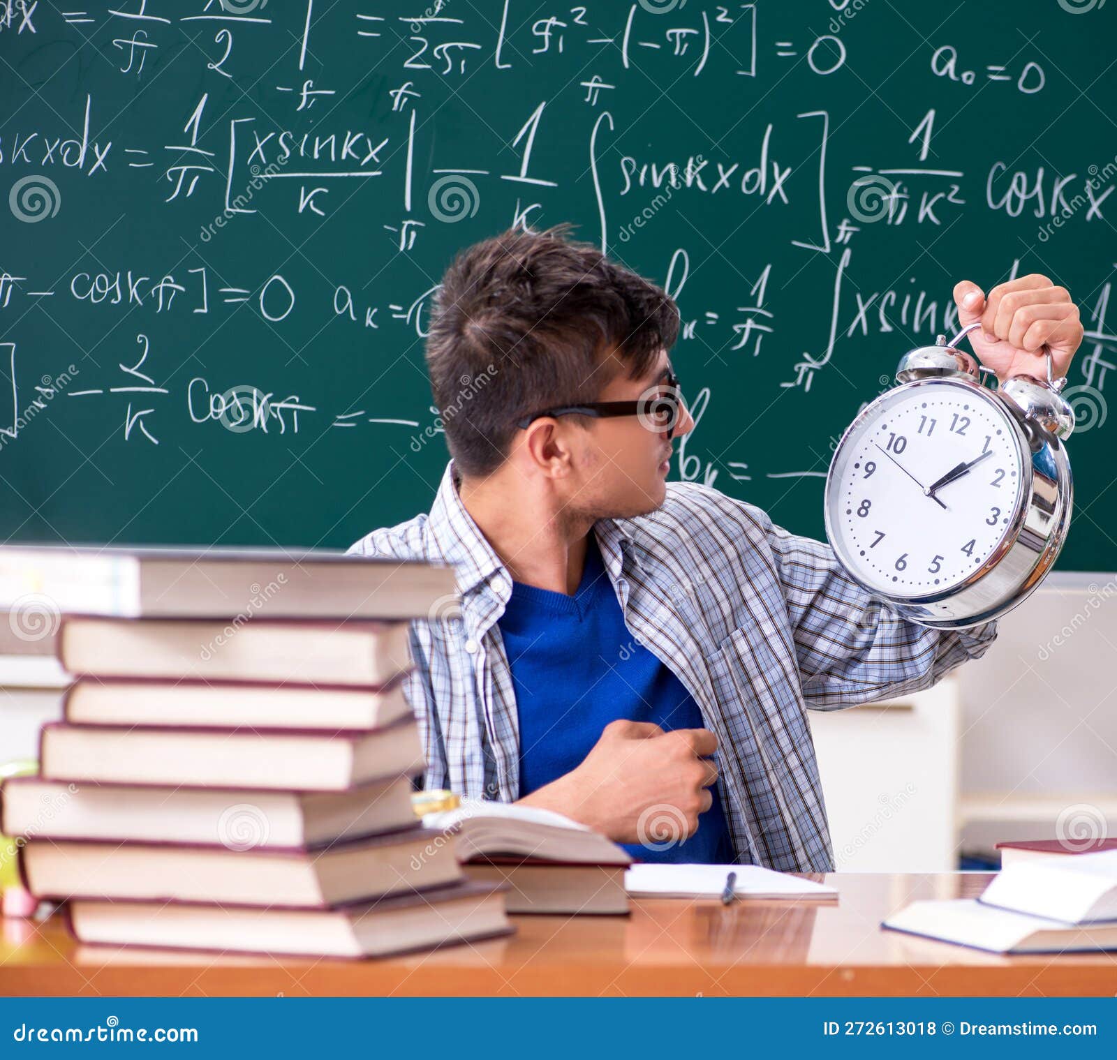 Young Male Student Studying Math at School Stock Photo - Image of chalk ...