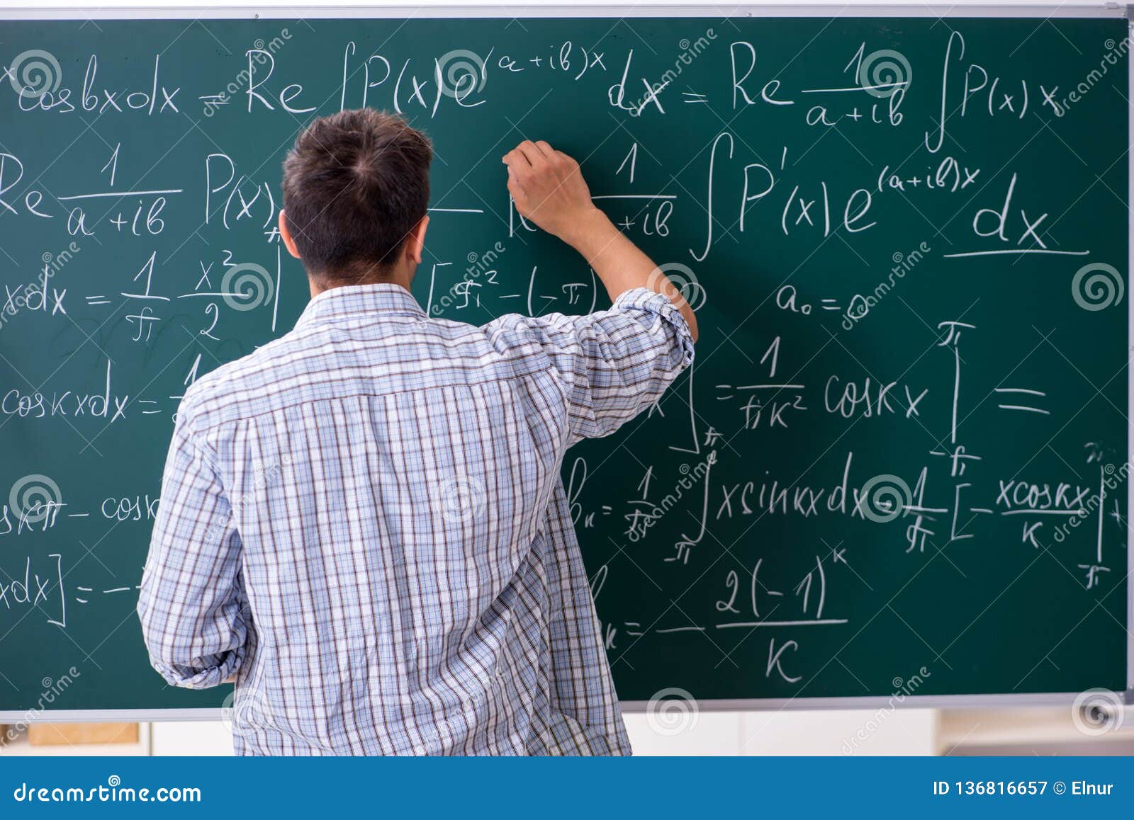 The Young Male Student Studying Math at School Stock Image - Image of ...