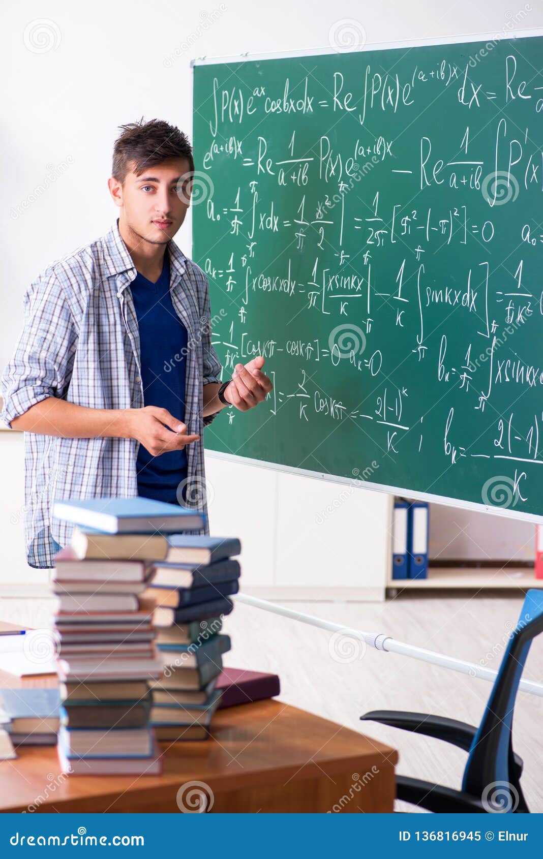 The Young Male Student Studying Math at School Stock Image - Image of ...