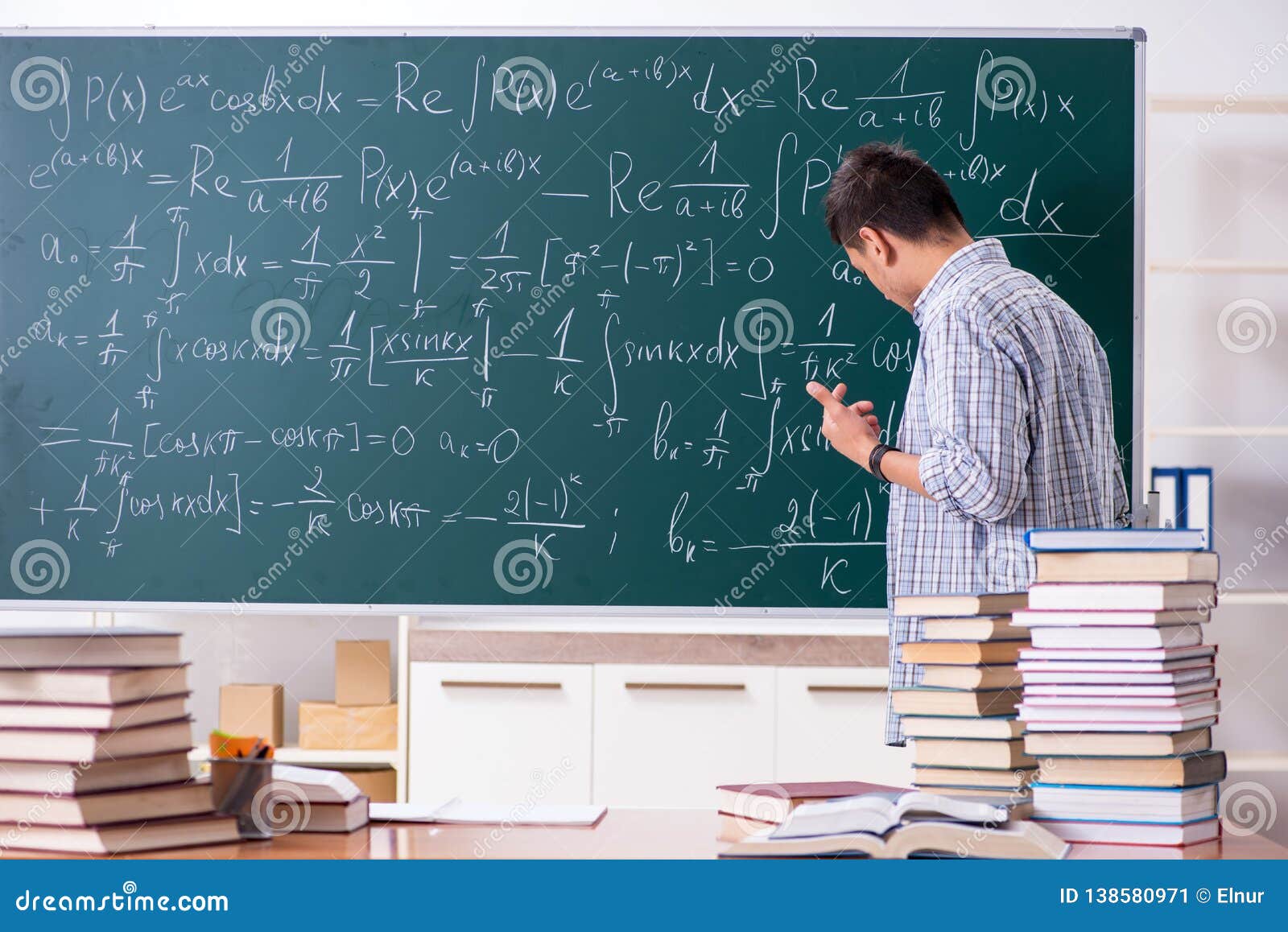 The Young Male Student Studying Math at School Stock Image - Image of ...
