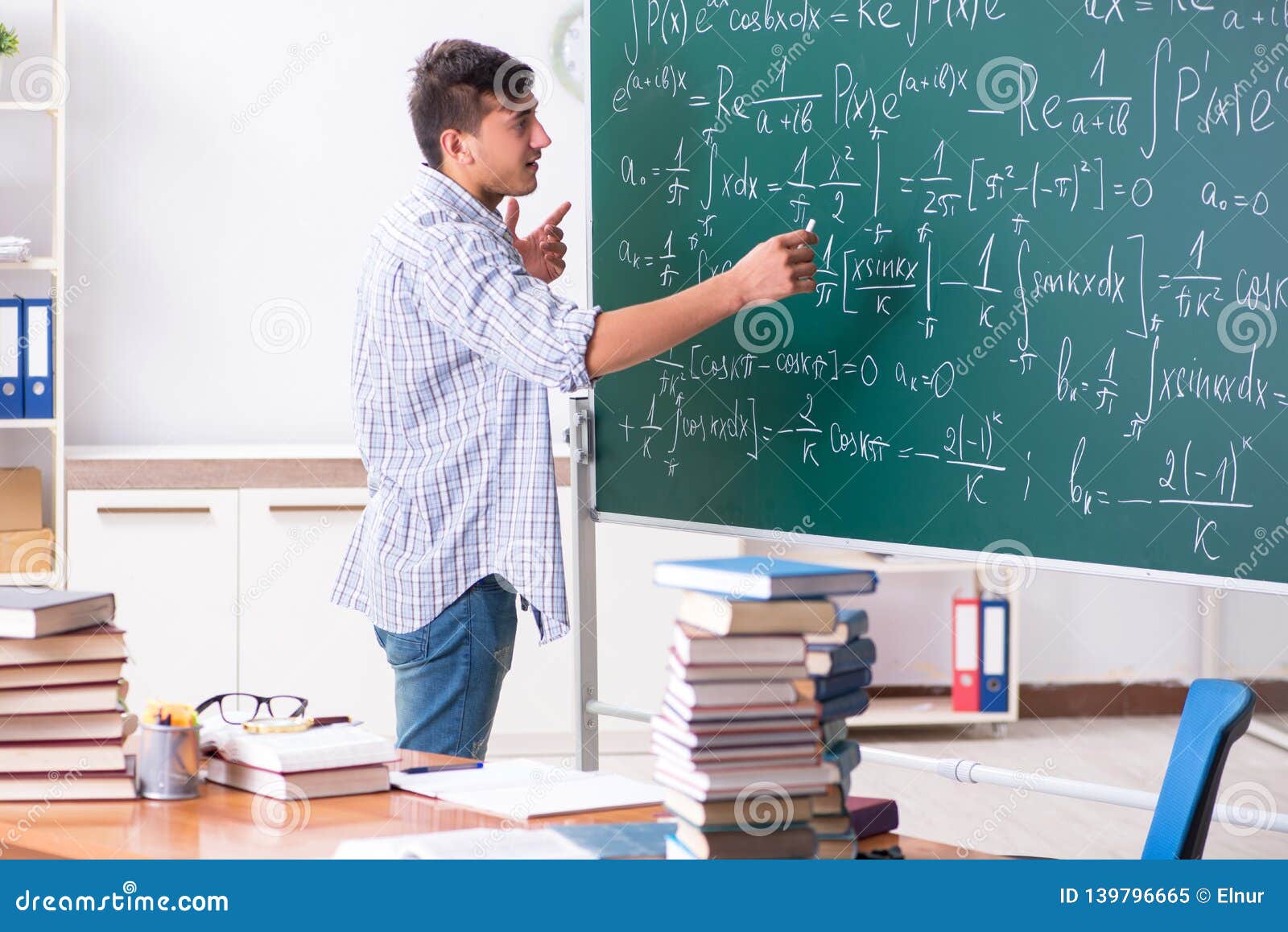 The Young Male Student Studying Math at School Stock Image - Image of ...