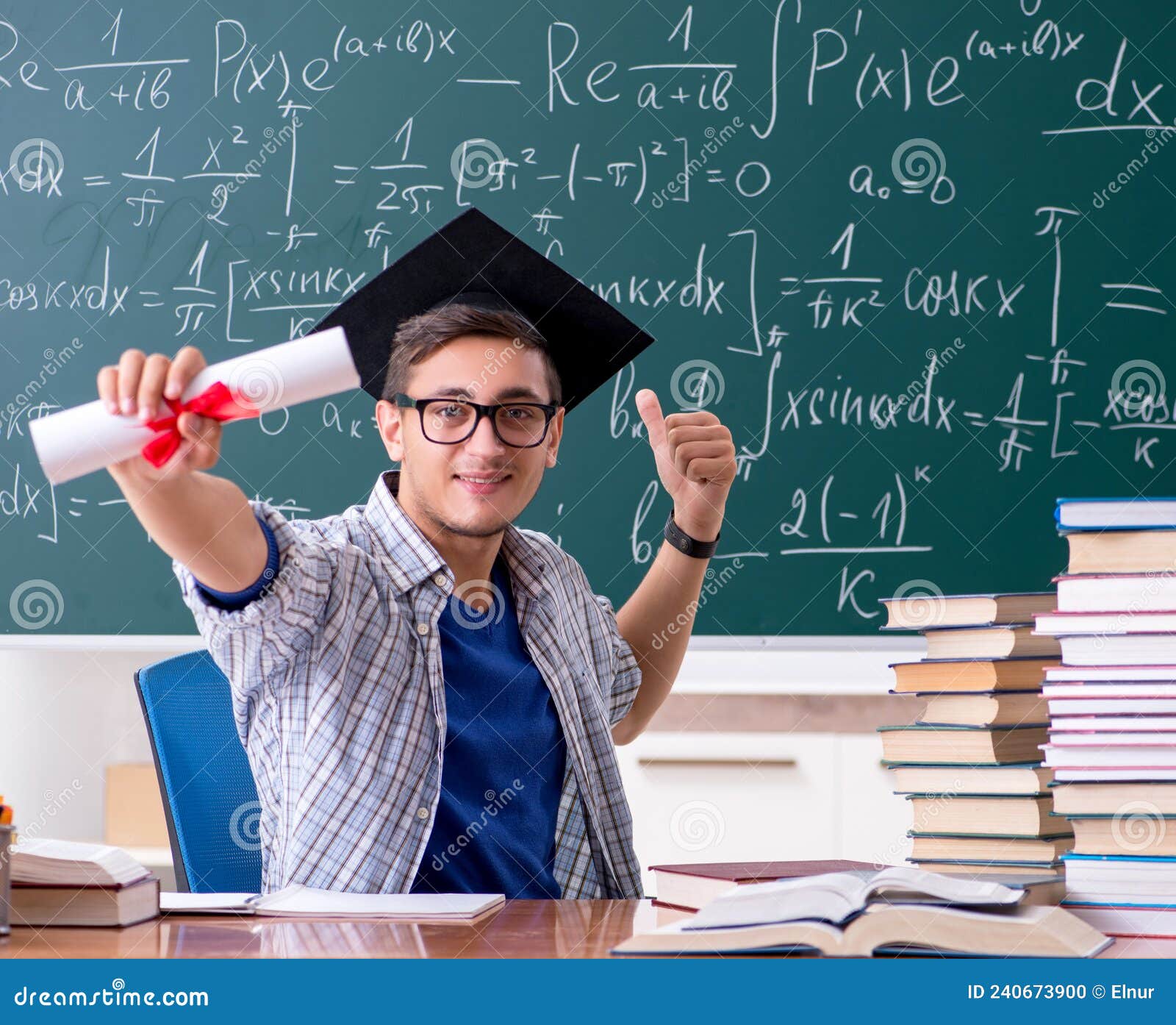 The Young Male Student Studying Math at School Stock Photo - Image of ...