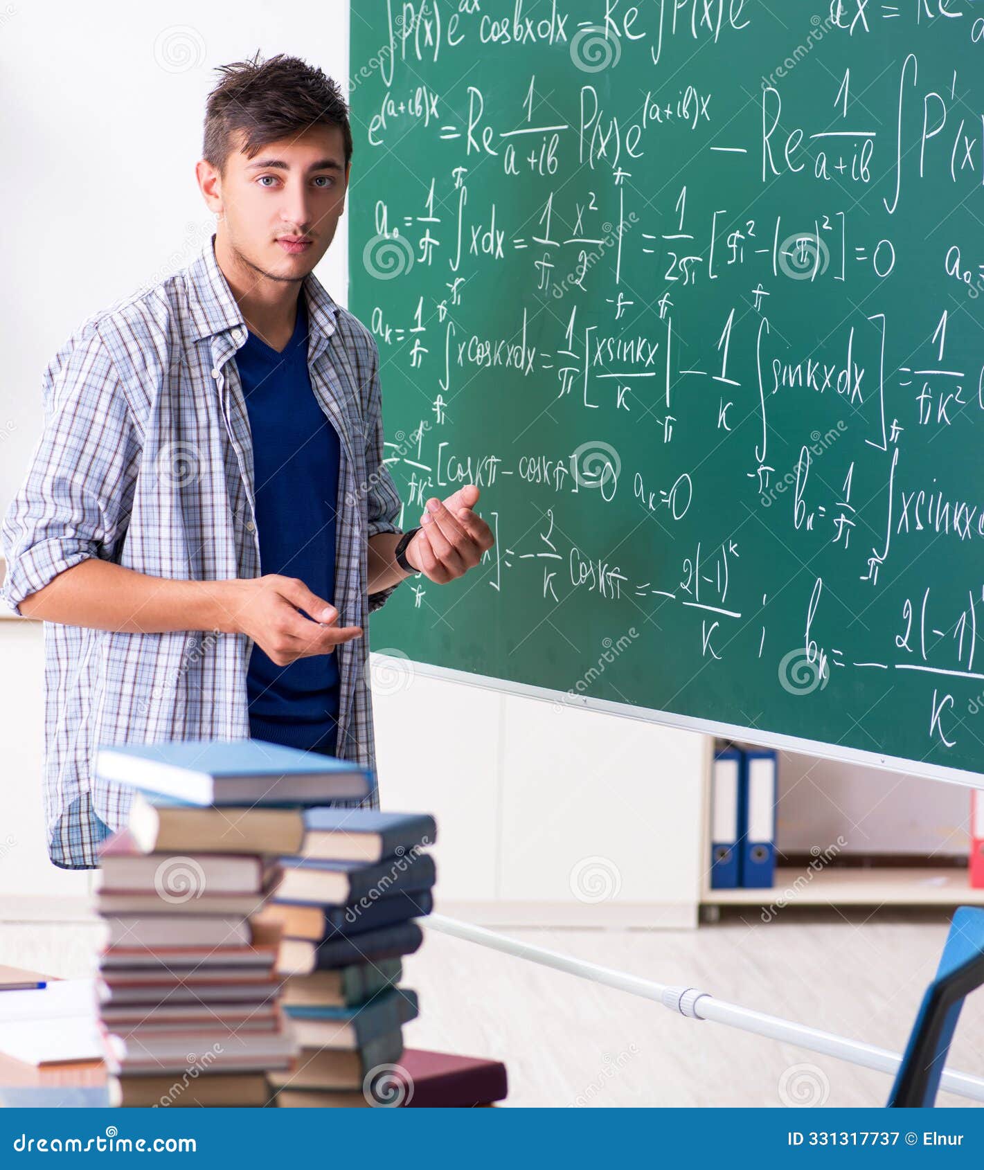 Young Male Student Studying Math at School Stock Image - Image of ...