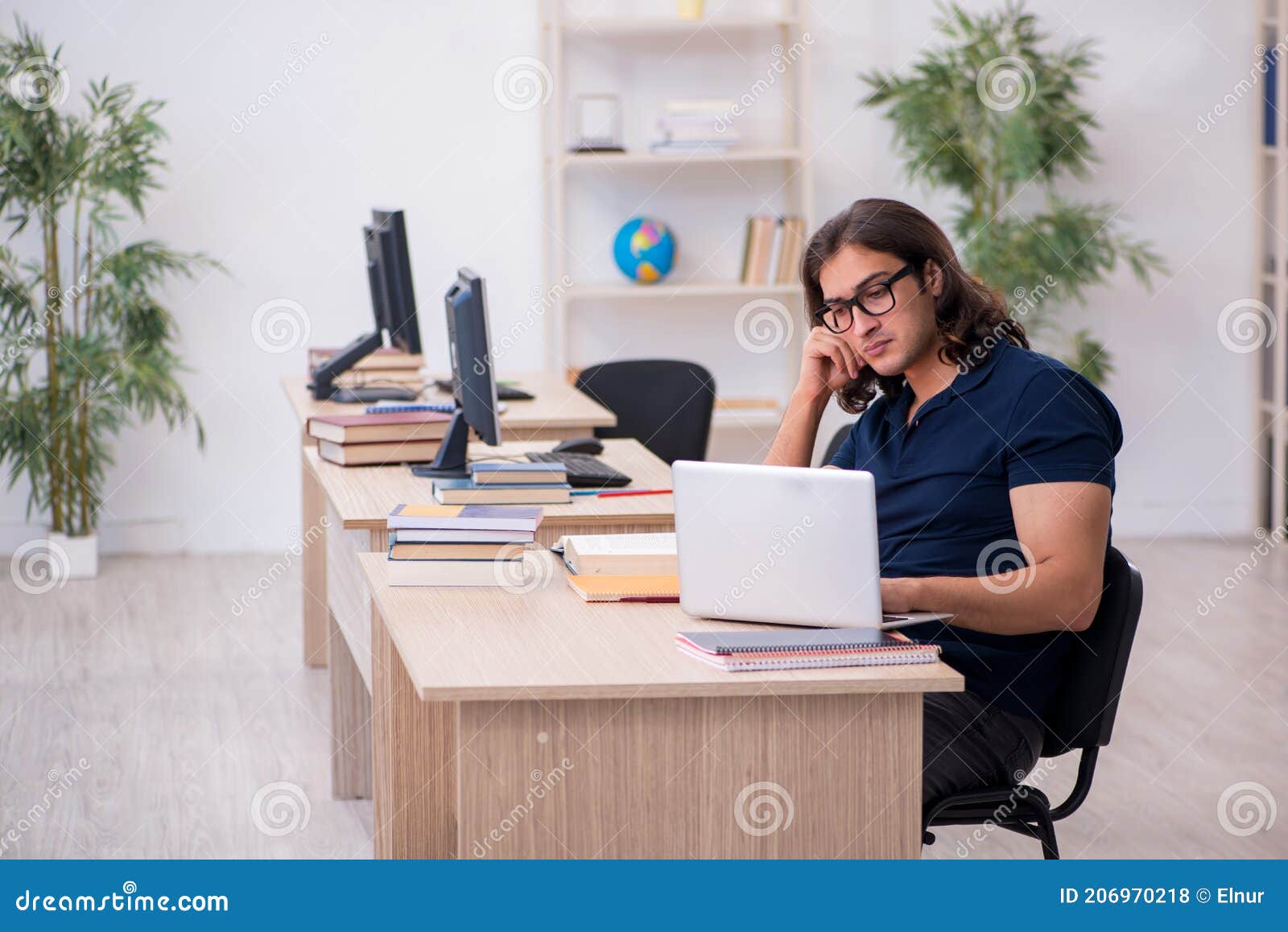 Young Male Student in Tele-education Concept Stock Photo - Image of ...
