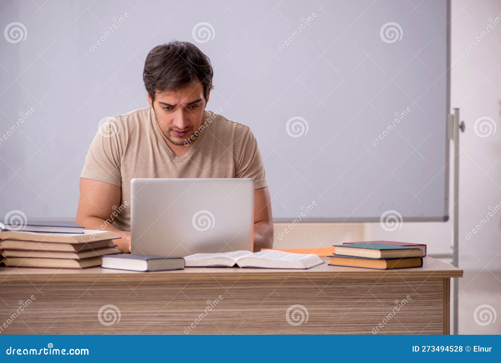 Young Male Student in Tele-education Concept Stock Photo - Image of ...