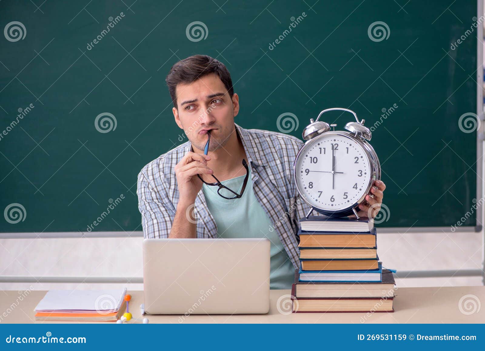 Young Male Student in Time Management Concept Stock Image - Image of ...
