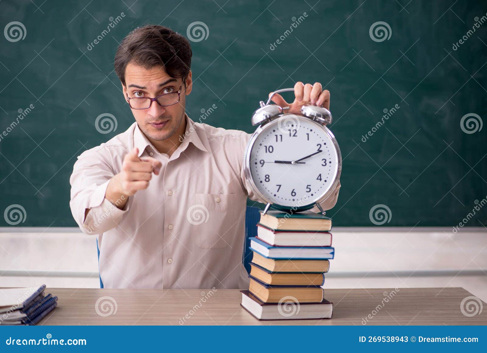 Young Male Student in Time Management Concept Stock Image - Image of ...