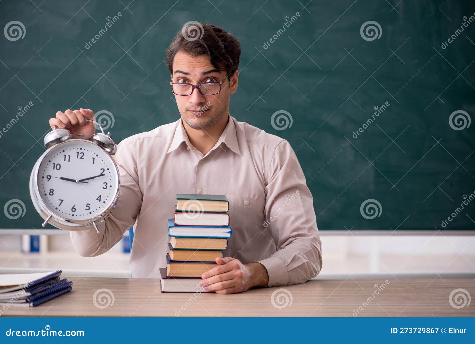 Young Male Student in Time Management Concept Stock Image - Image of ...