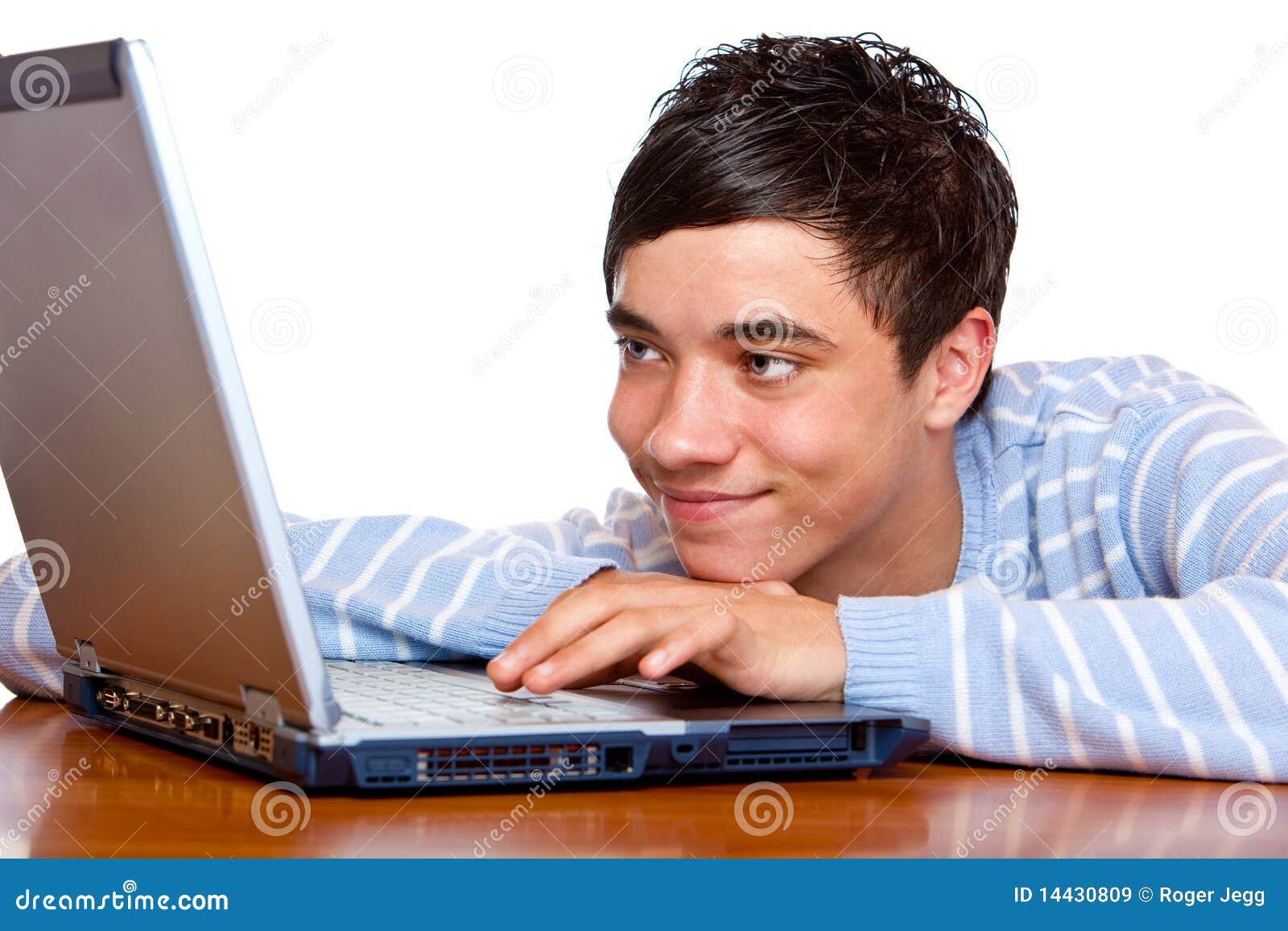 Young Male Student Typing and Learning on Laptop Stock Image - Image of ...
