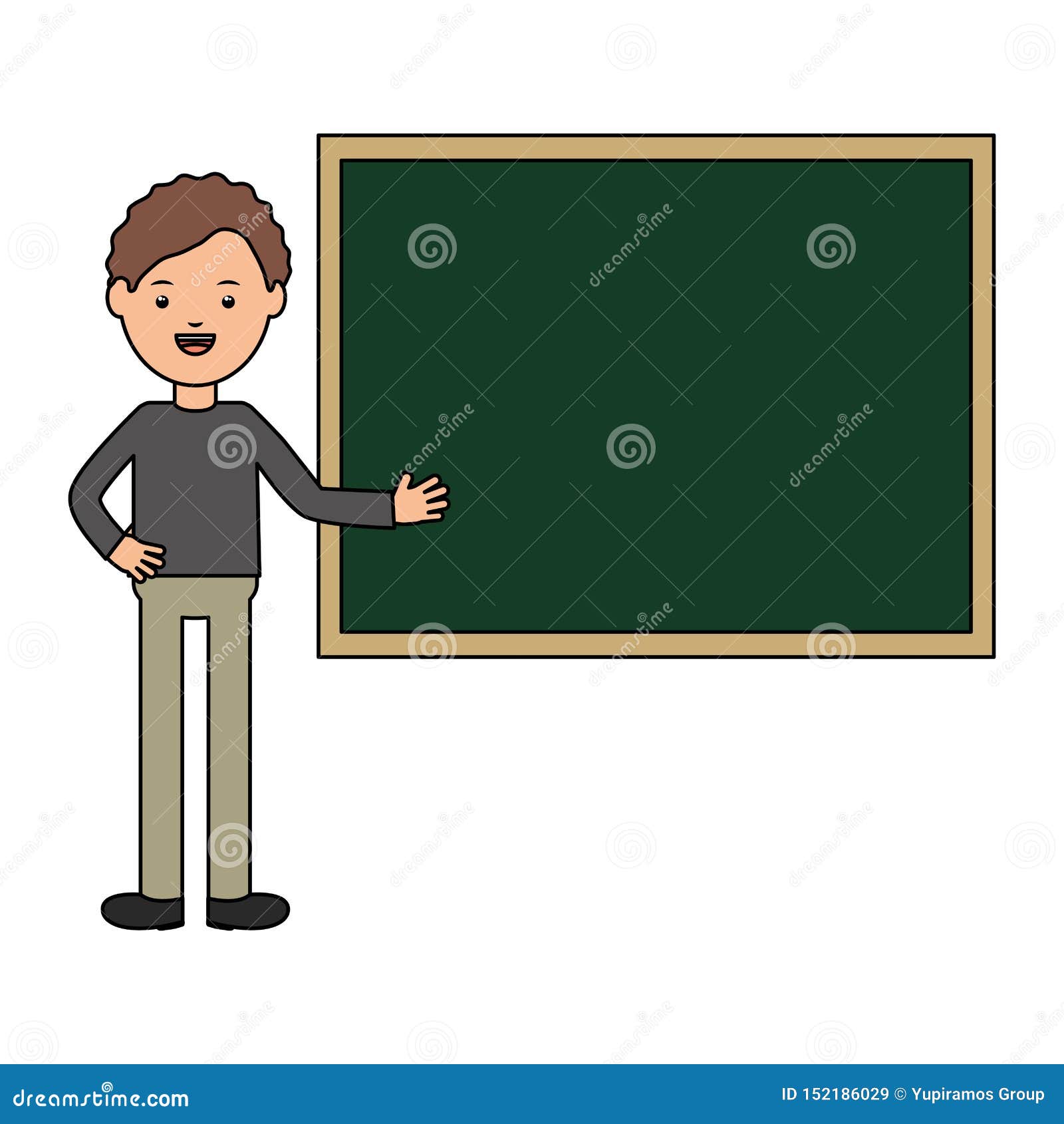Young Male Teacher with Chalkboard Stock Vector - Illustration of ...