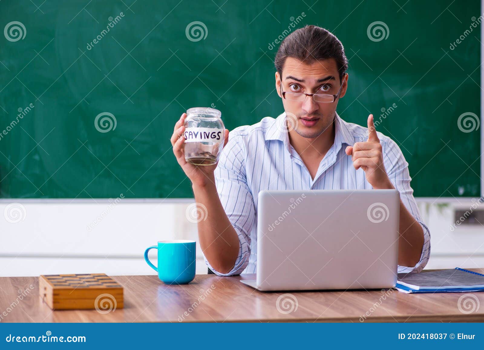 Young Male Teacher in Remuneration Concept Stock Image - Image of ...