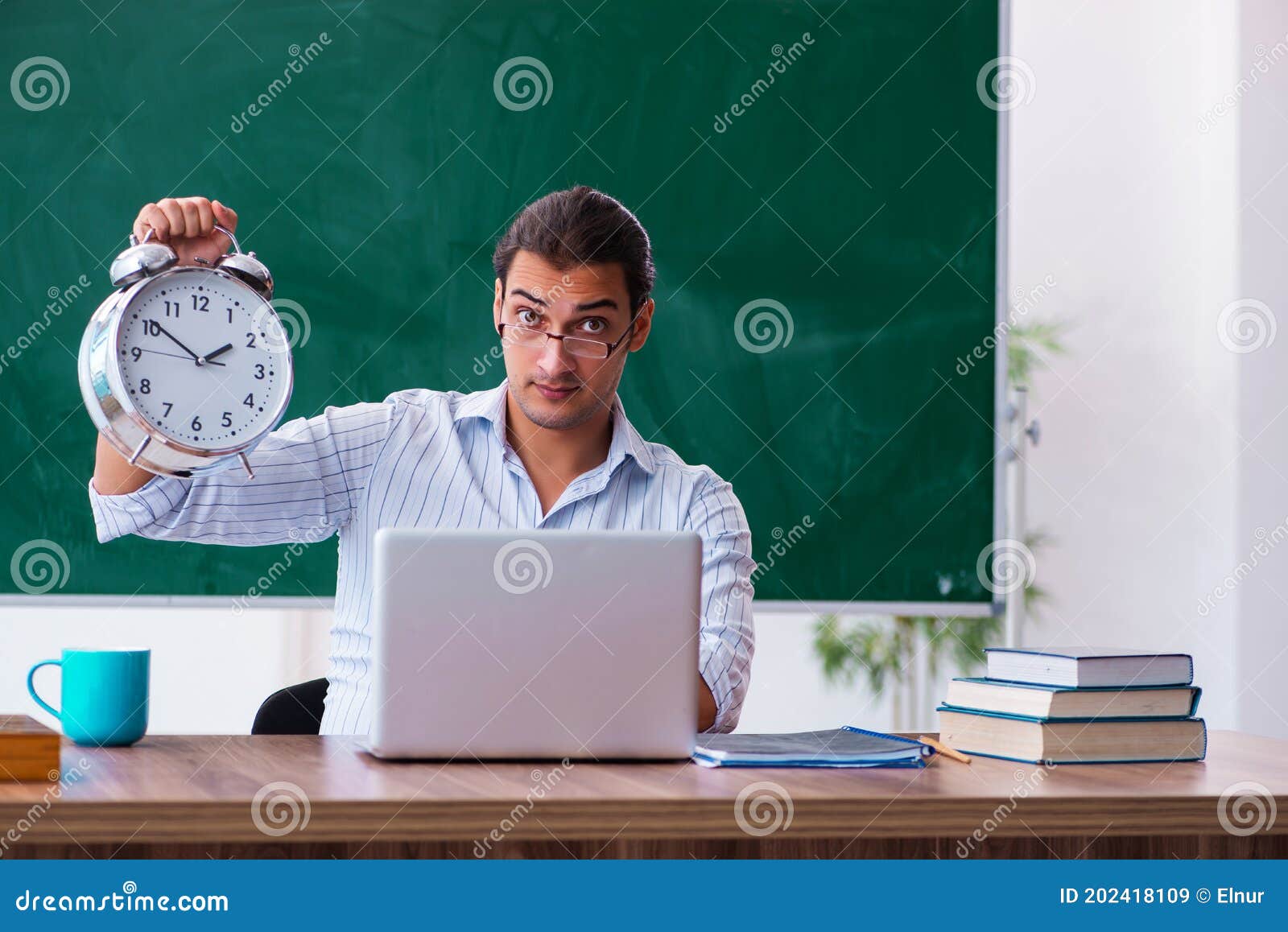 Young Male Teacher in Time Management Concept Stock Image - Image of ...