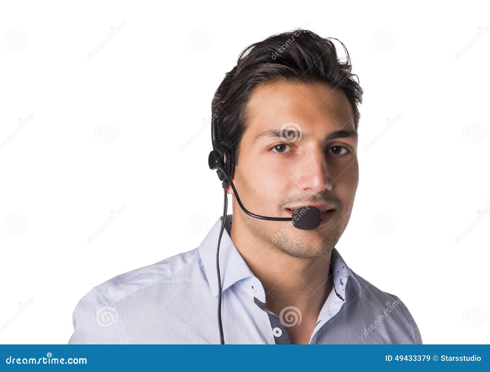 Young Male Telemarketer or Call Center Operator Stock Image - Image of ...