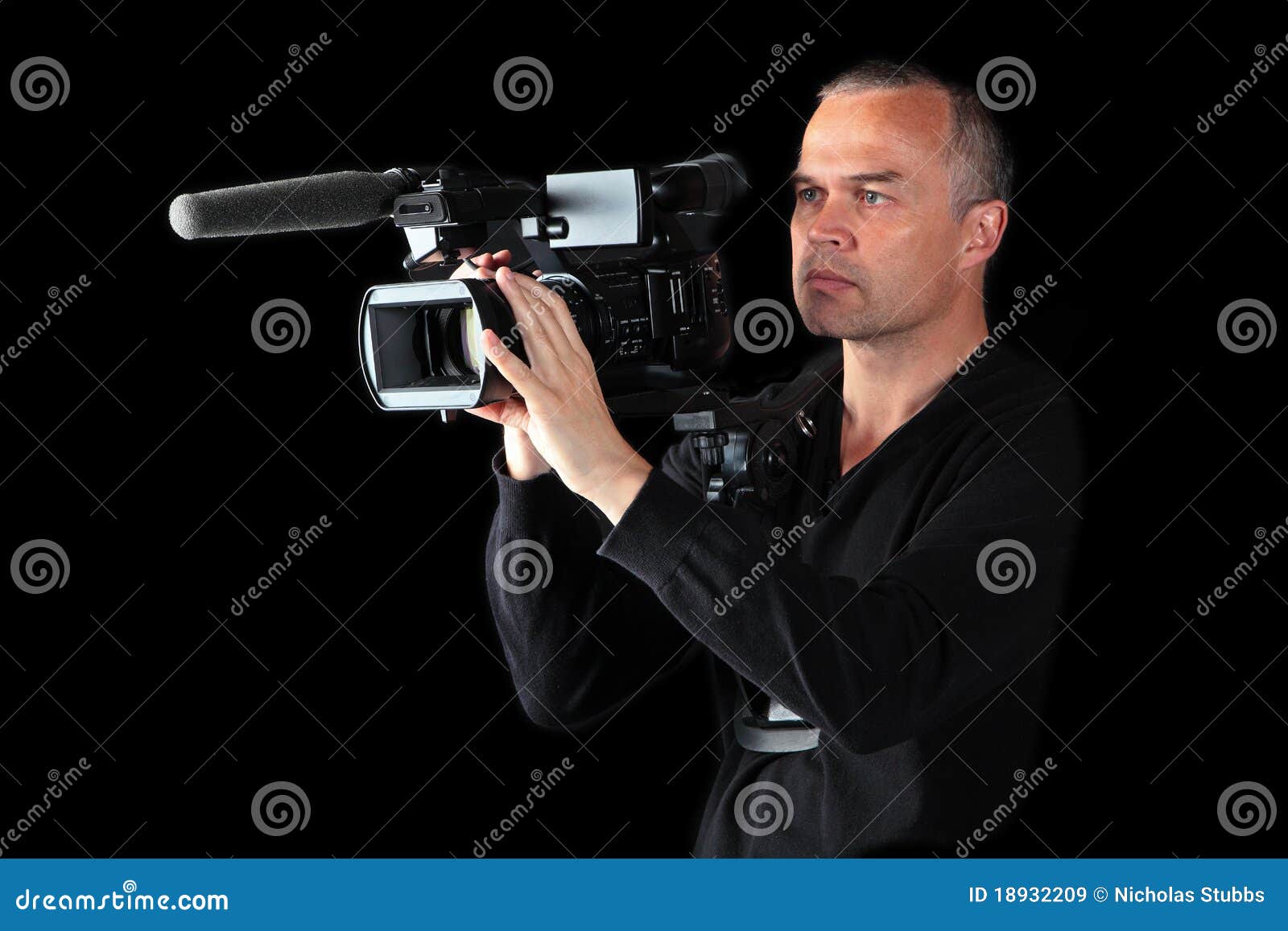 Young Male Videographer Shooting at Night Stock Image - Image of person ...
