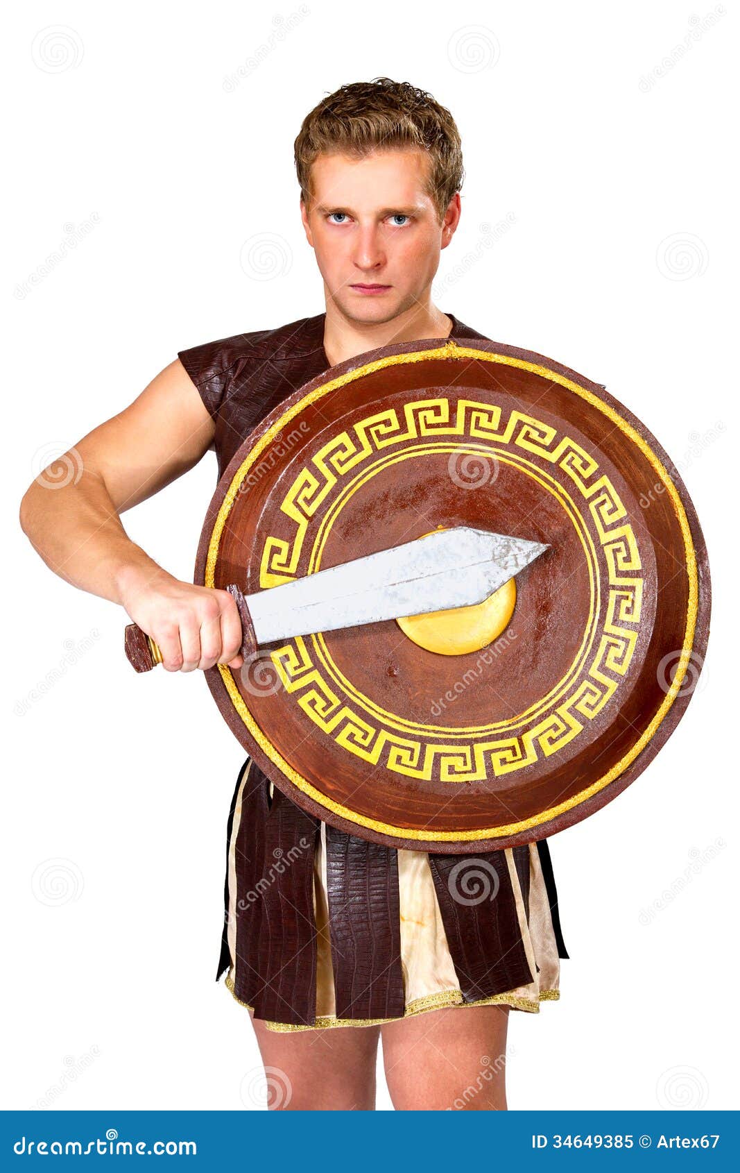 Young Male Warrior with a Shield Stock Image - Image of soldier, magic ...