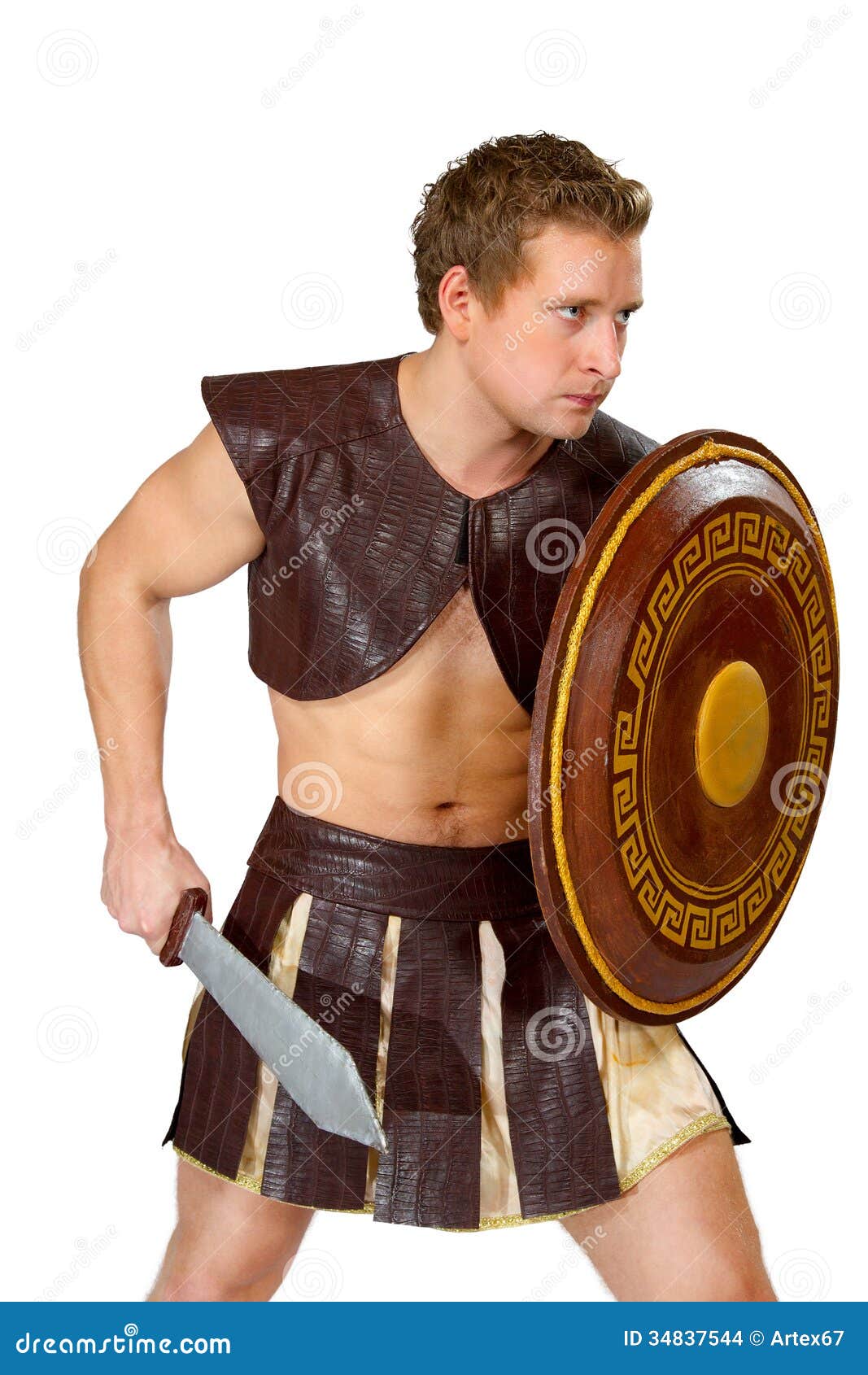 Young Male Warrior with a Shield Stock Photo - Image of fight, head ...