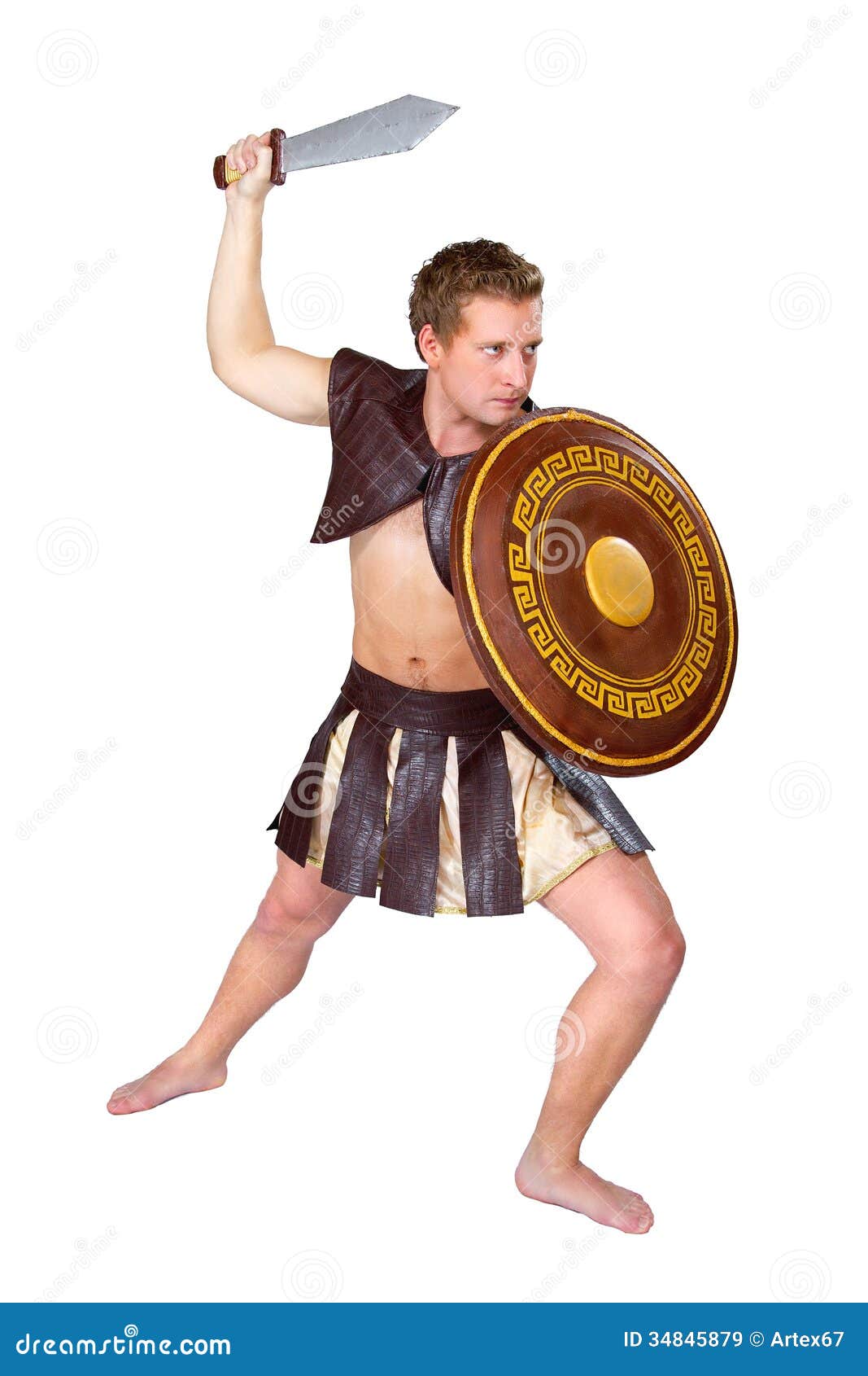 Young Male Warrior with a Shield Stock Image - Image of school, ancient ...