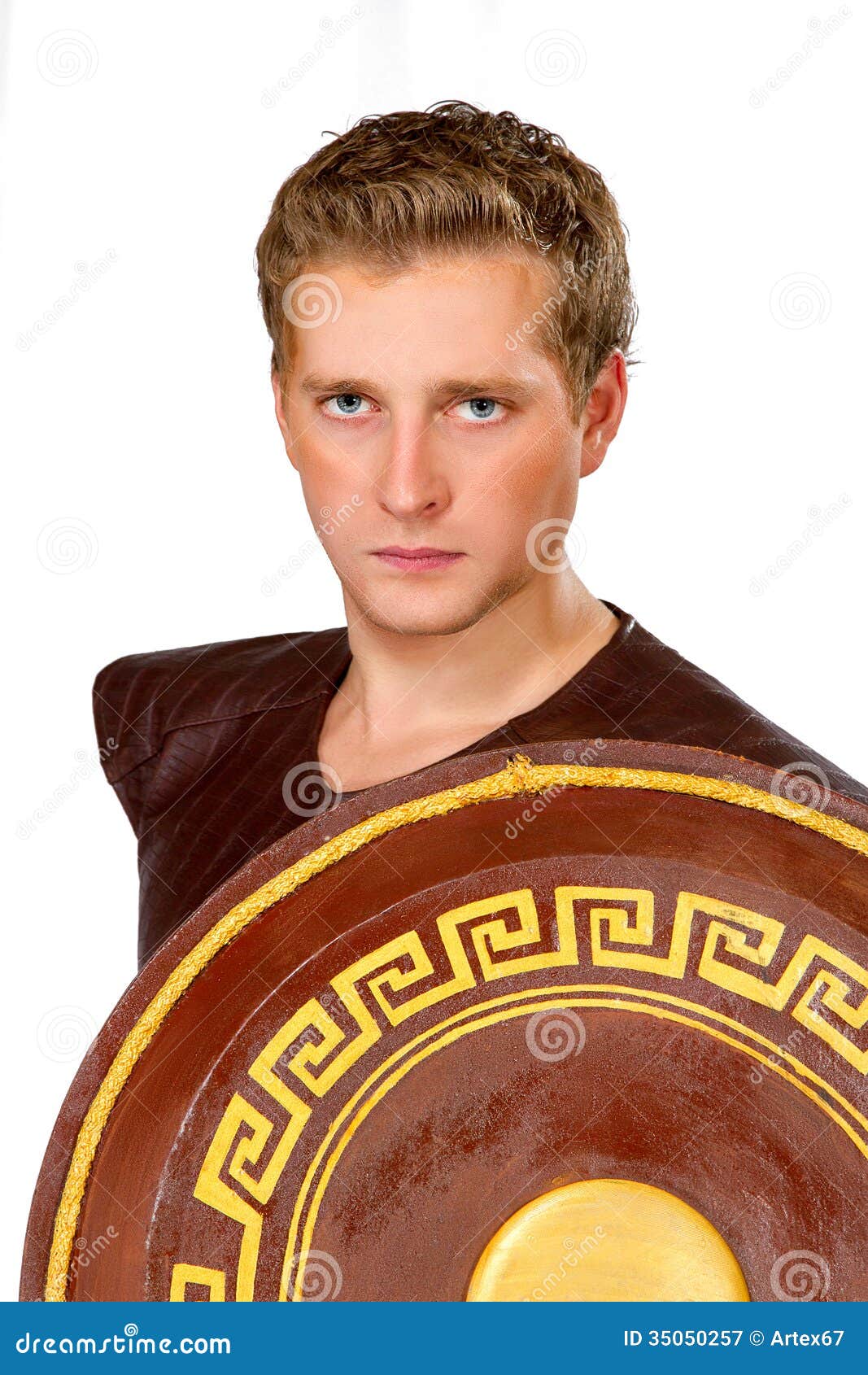 Young Male Warrior with a Shield Stock Image - Image of magic, barefoot ...