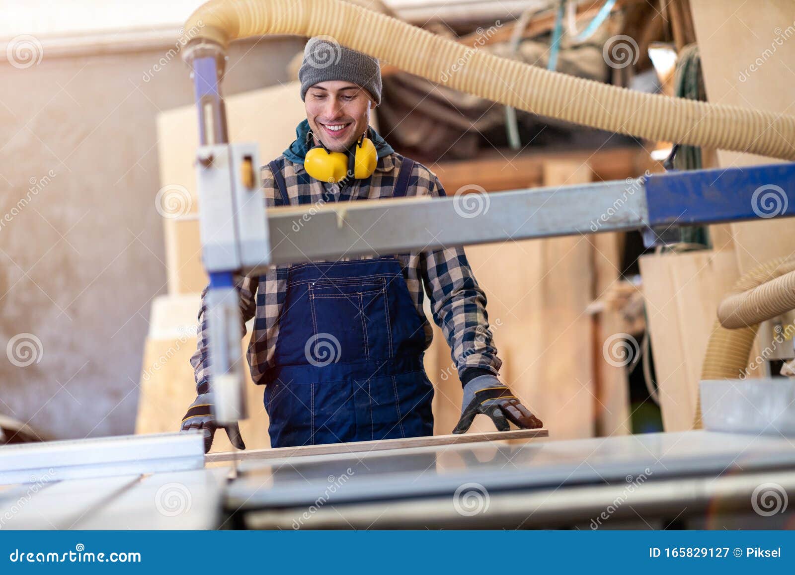 Young Male Worker in Timber Warehouse Stock Image - Image of people ...