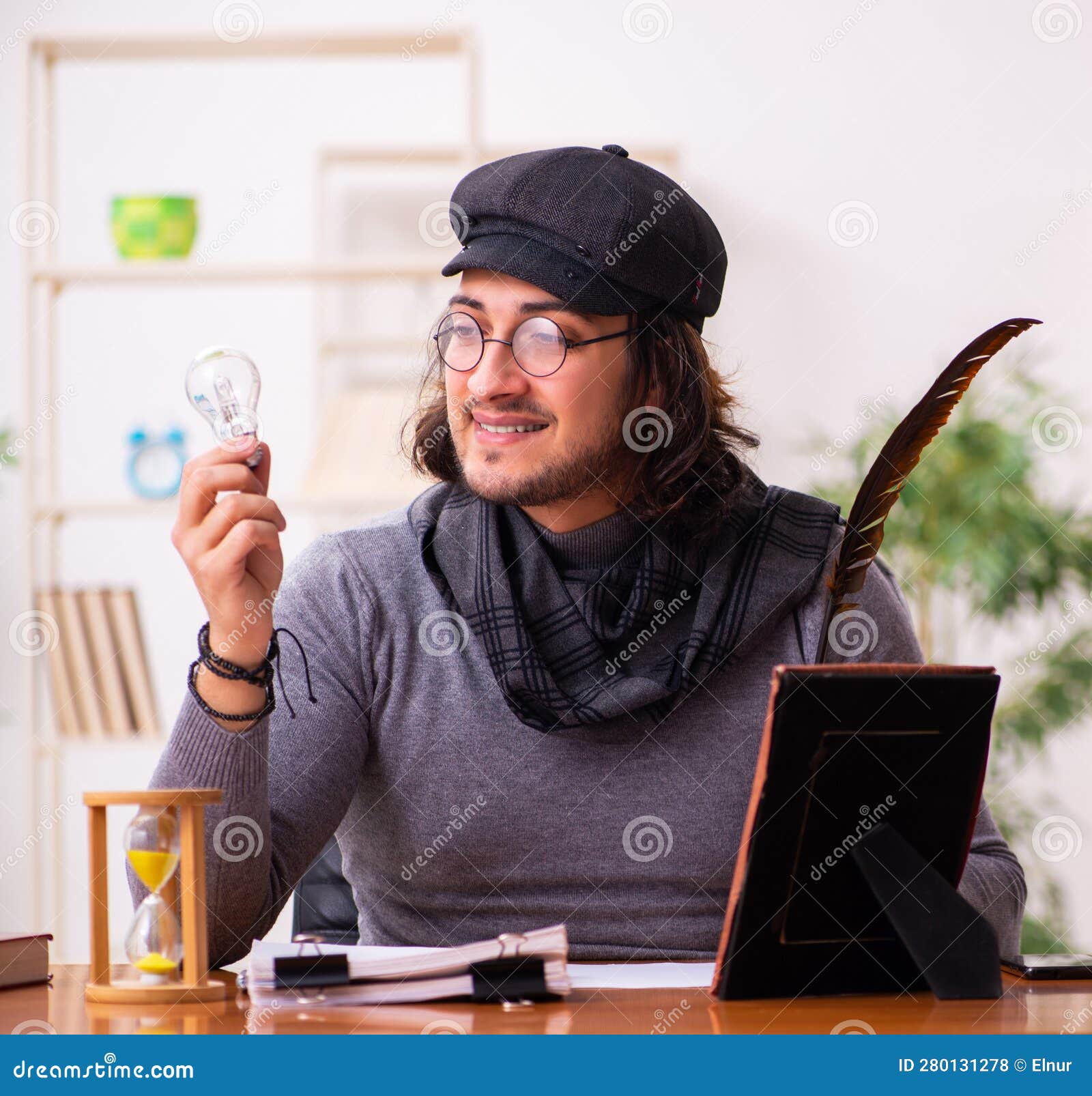 Young Male Writer in Time Management Concept Stock Photo - Image of ...
