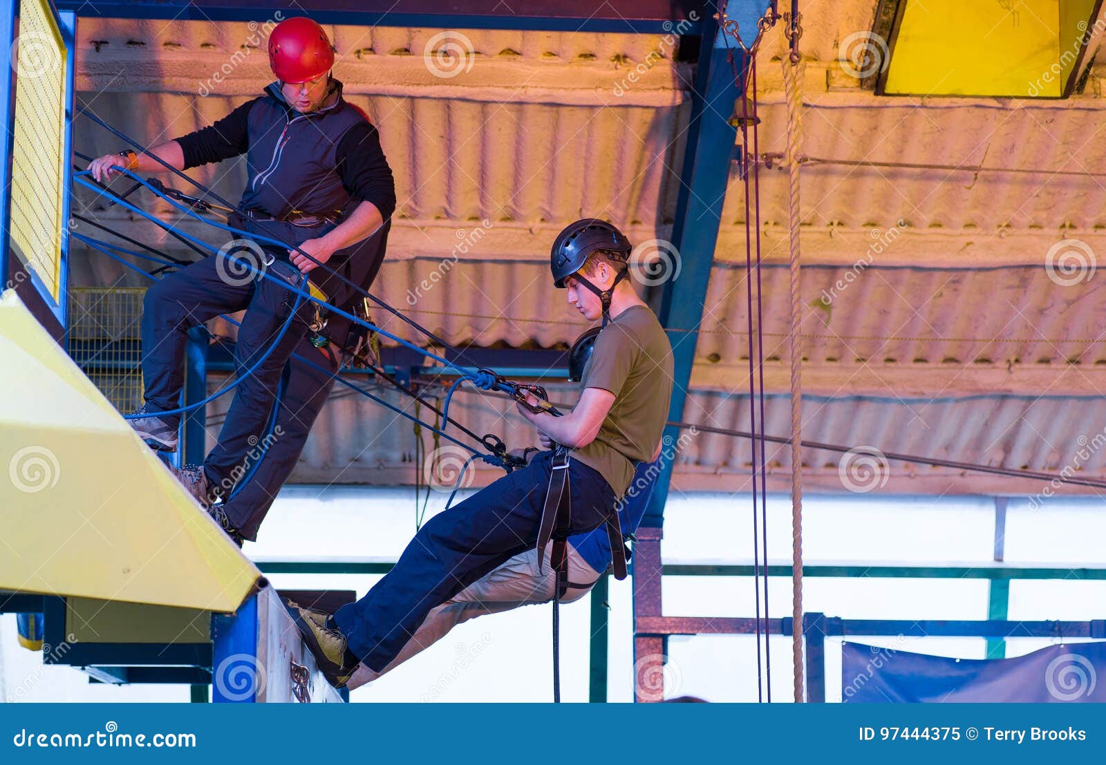Young Man Abseiling Indoors Editorial Image - Image of abseil, danger ...
