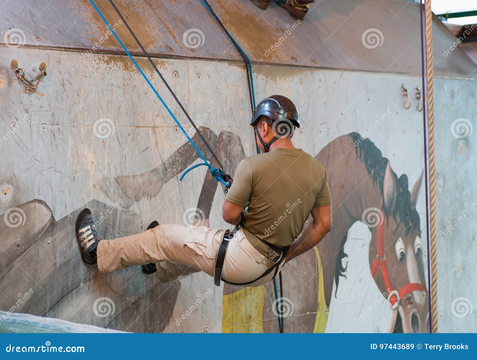 Young Man Abseiling editorial stock image. Image of hope - 97443689