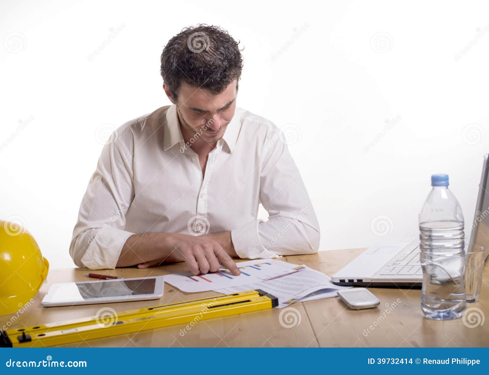 Young man absorbed in work stock photo. Image of handsome - 39732414