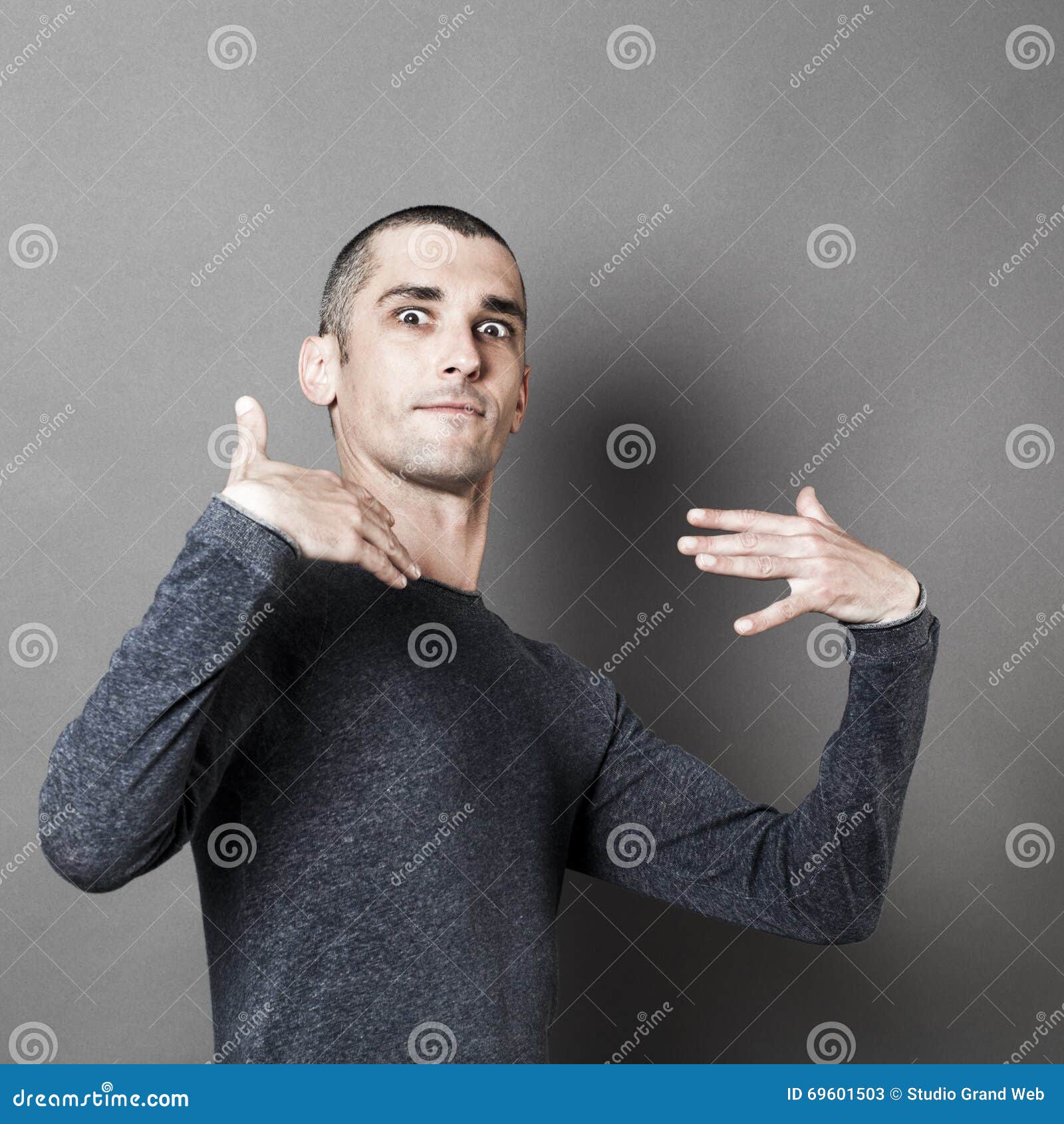 Young Man Accusing Himself Or For Dynamic Self-esteem Stock Image ...