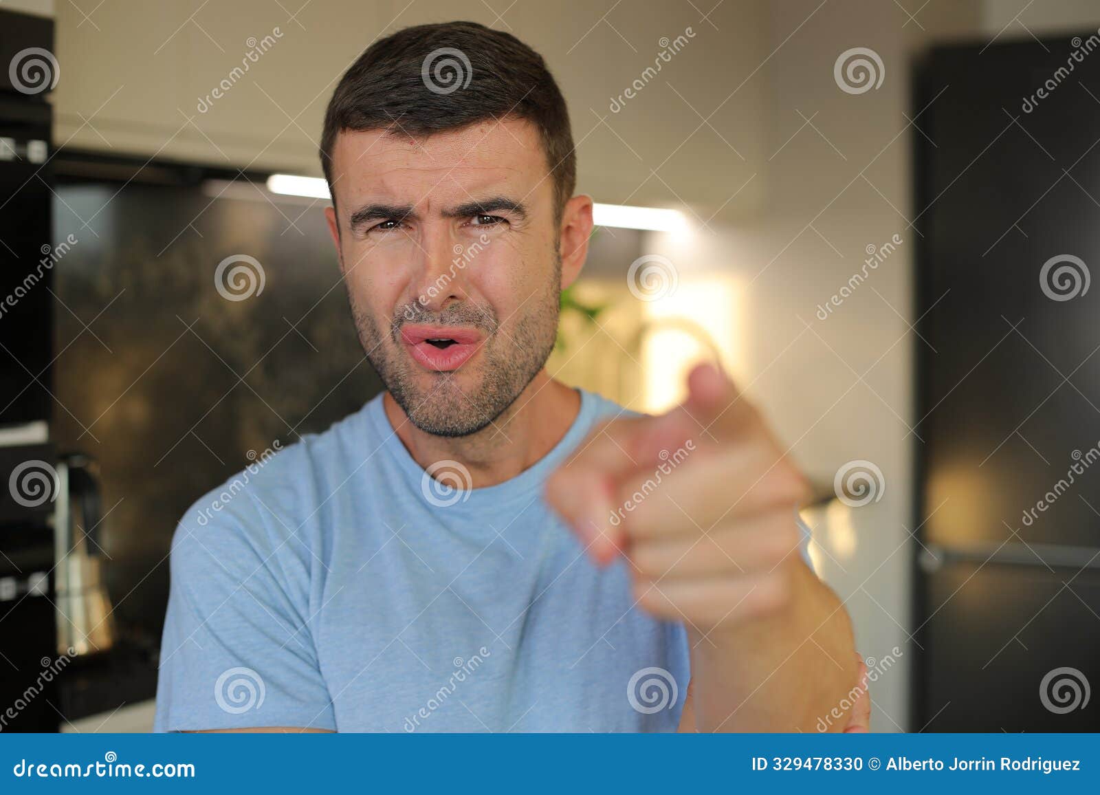 Young Man Accusing Someone of Doing Something Wrong with Hand Gesture ...