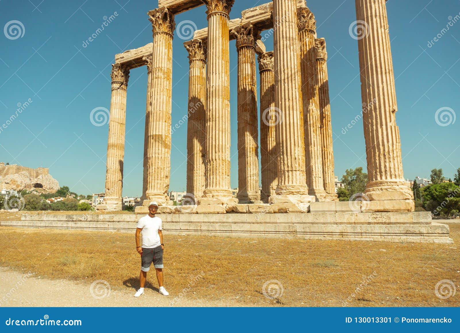 Young Man at the Acient Acropolis Stock Image - Image of beard ...