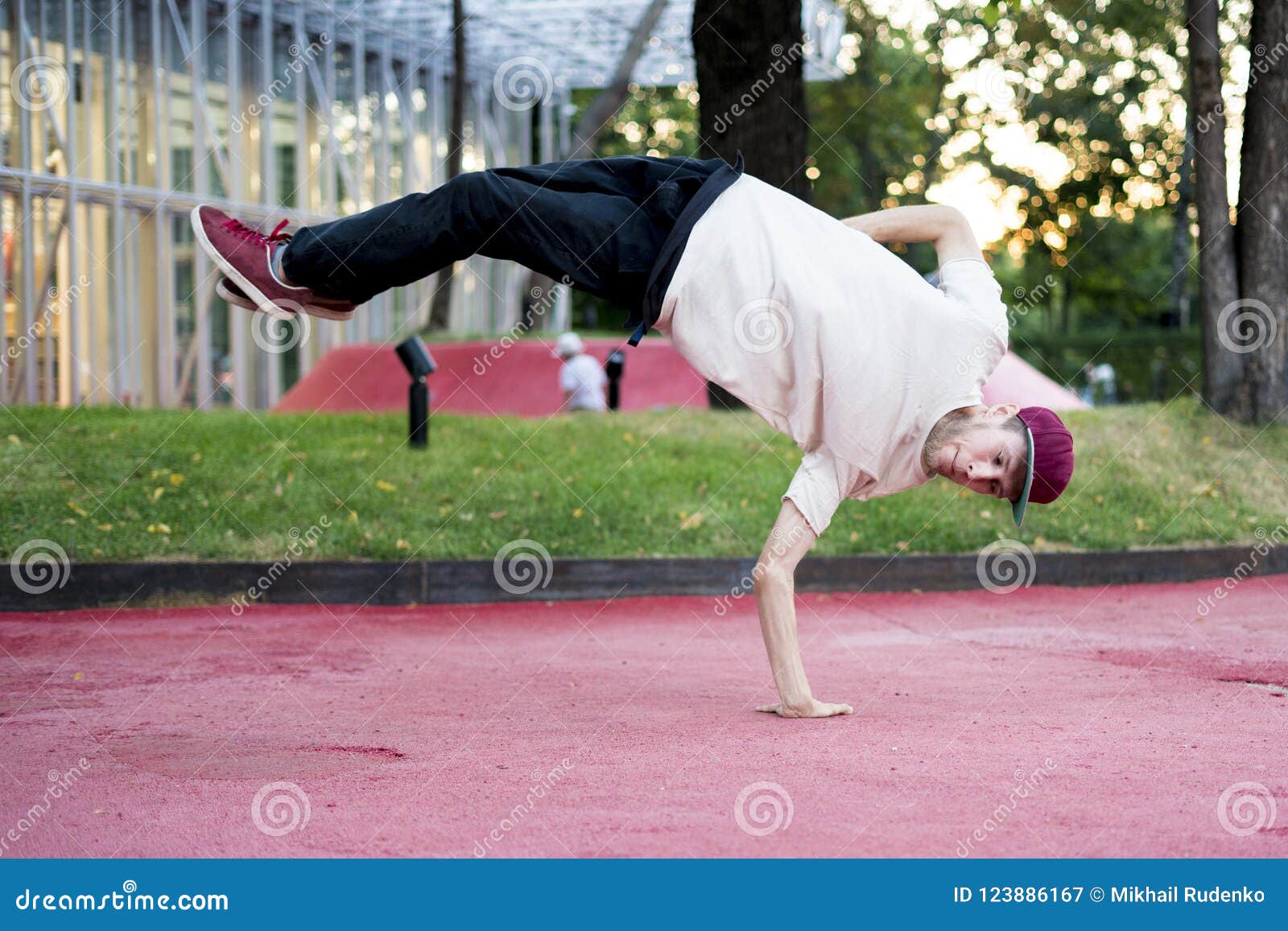 Young Man Acrobat Freedom Physical Activity in Urban City Concept Stock ...